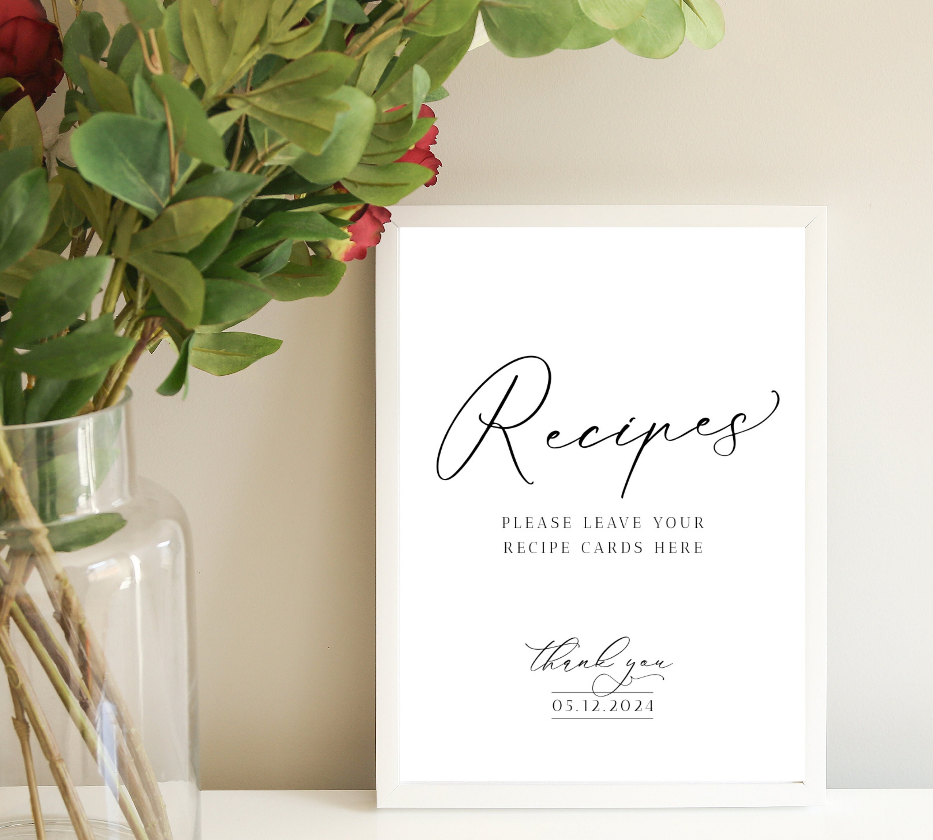 Recipe Card Sign, Instant Download, Minimalist Bridal Shower, Leave ...