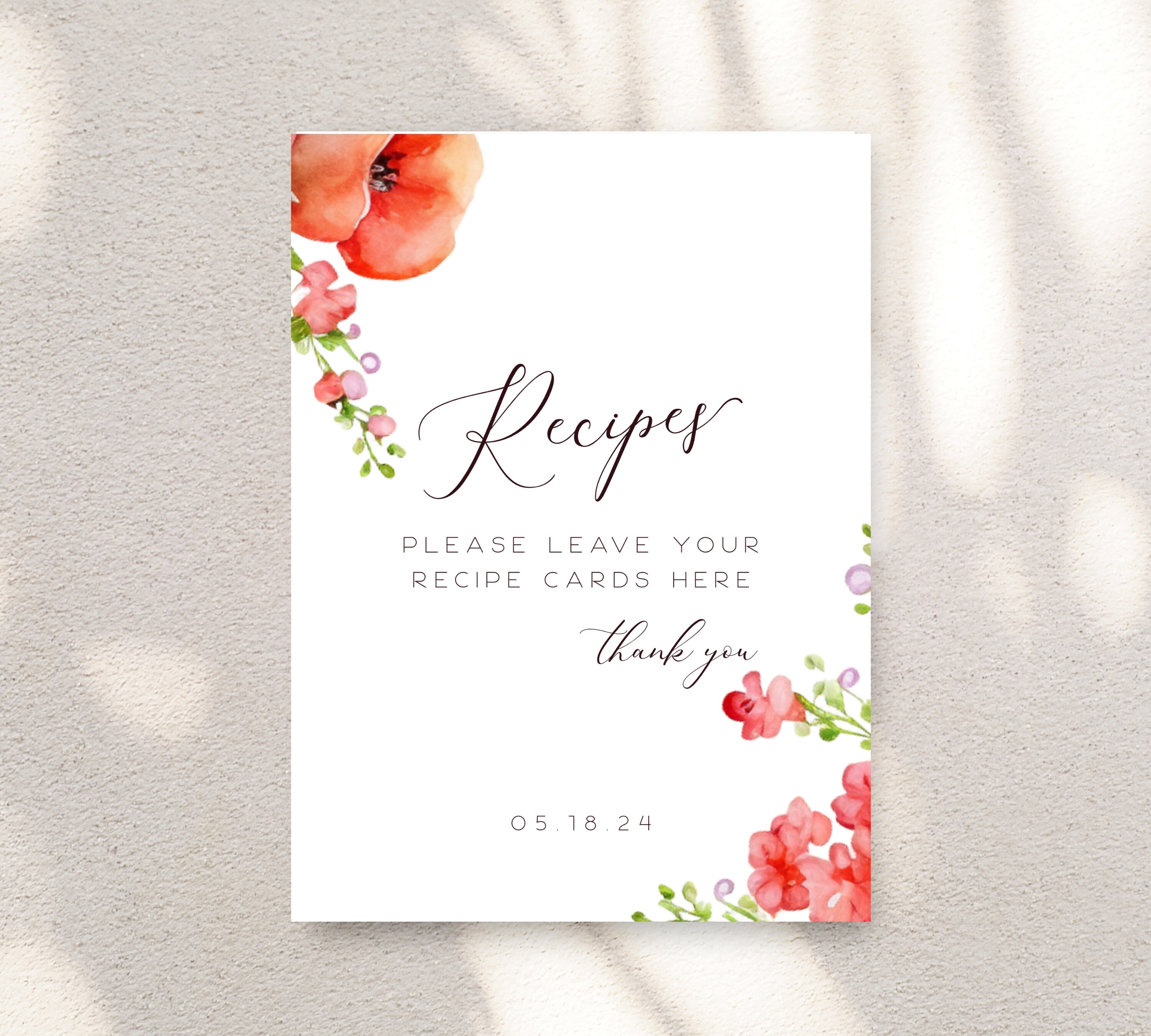 Bridal Shower Leave Your Recipe Card Here Sign Instant Download, Recipe ...