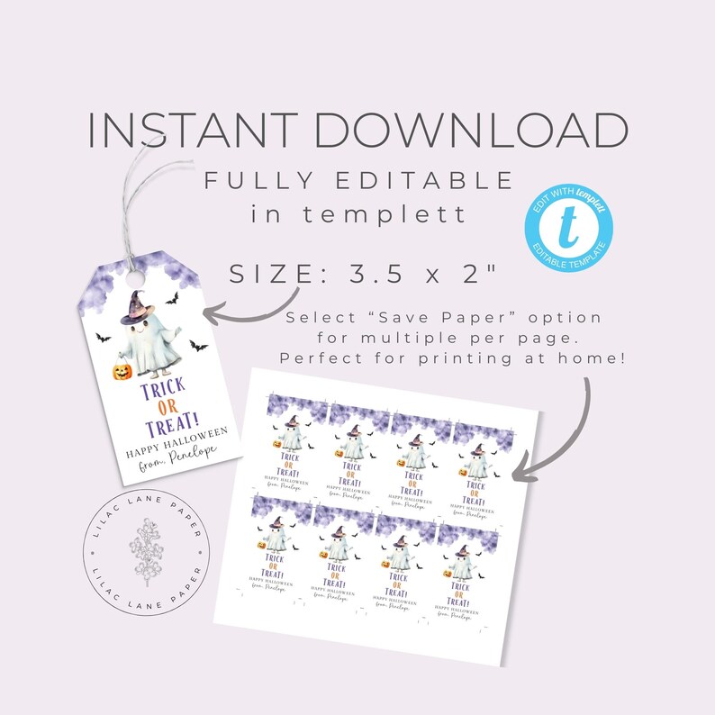 Halloween Gift Tag, Trick or Treat Tag, Halloween Treat Tag, Printable ...