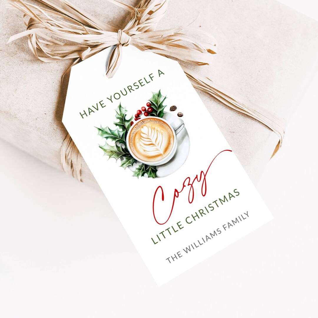 Christmas Coffee Gift Tag, Cozy Christmas Gift Tag, Cozy Little ...