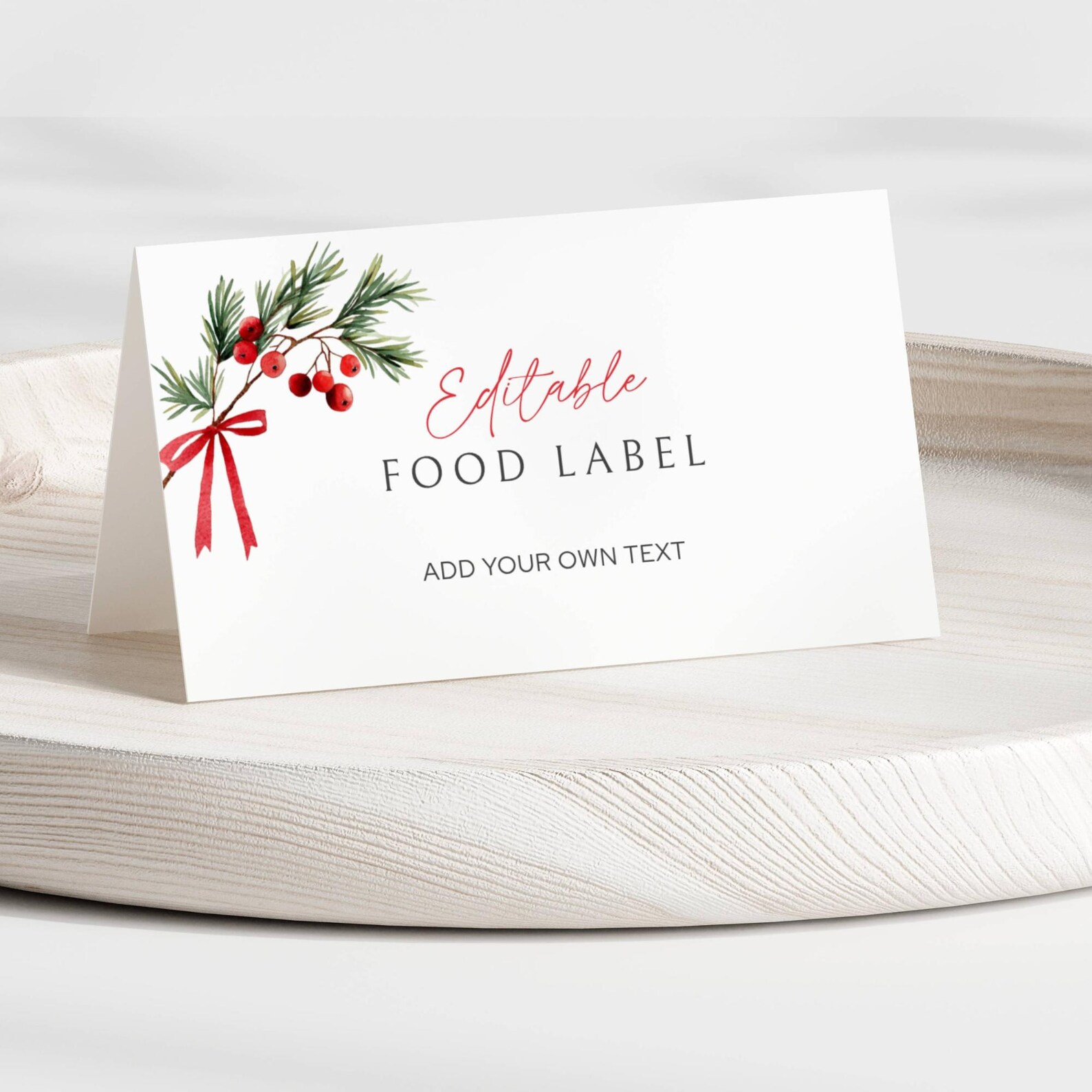 Editable Christmas Buffet Labels, Evergreen Buffet Cards, Holiday Party ...