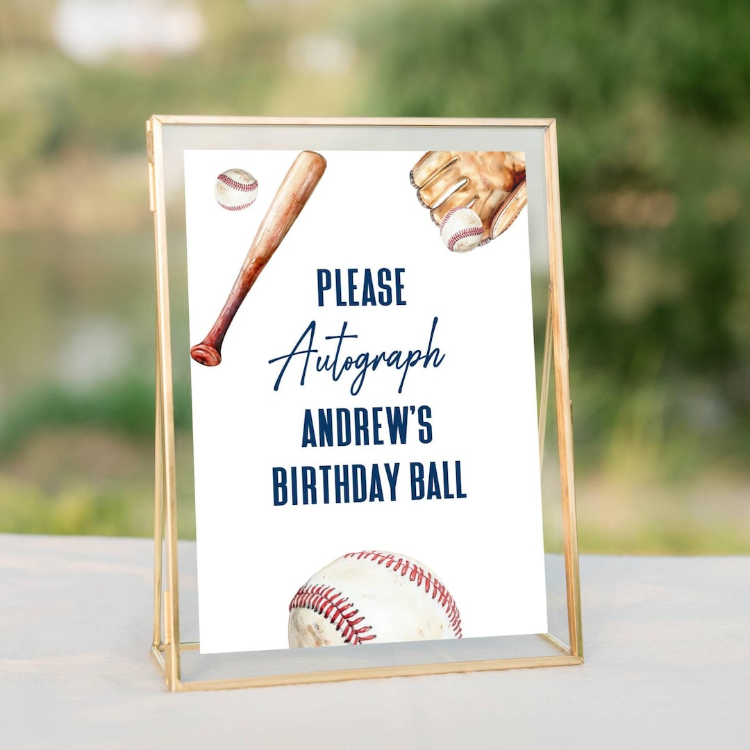 Baseball Birthday Decor, Autograph Baseball Sign Template, Baseball ...