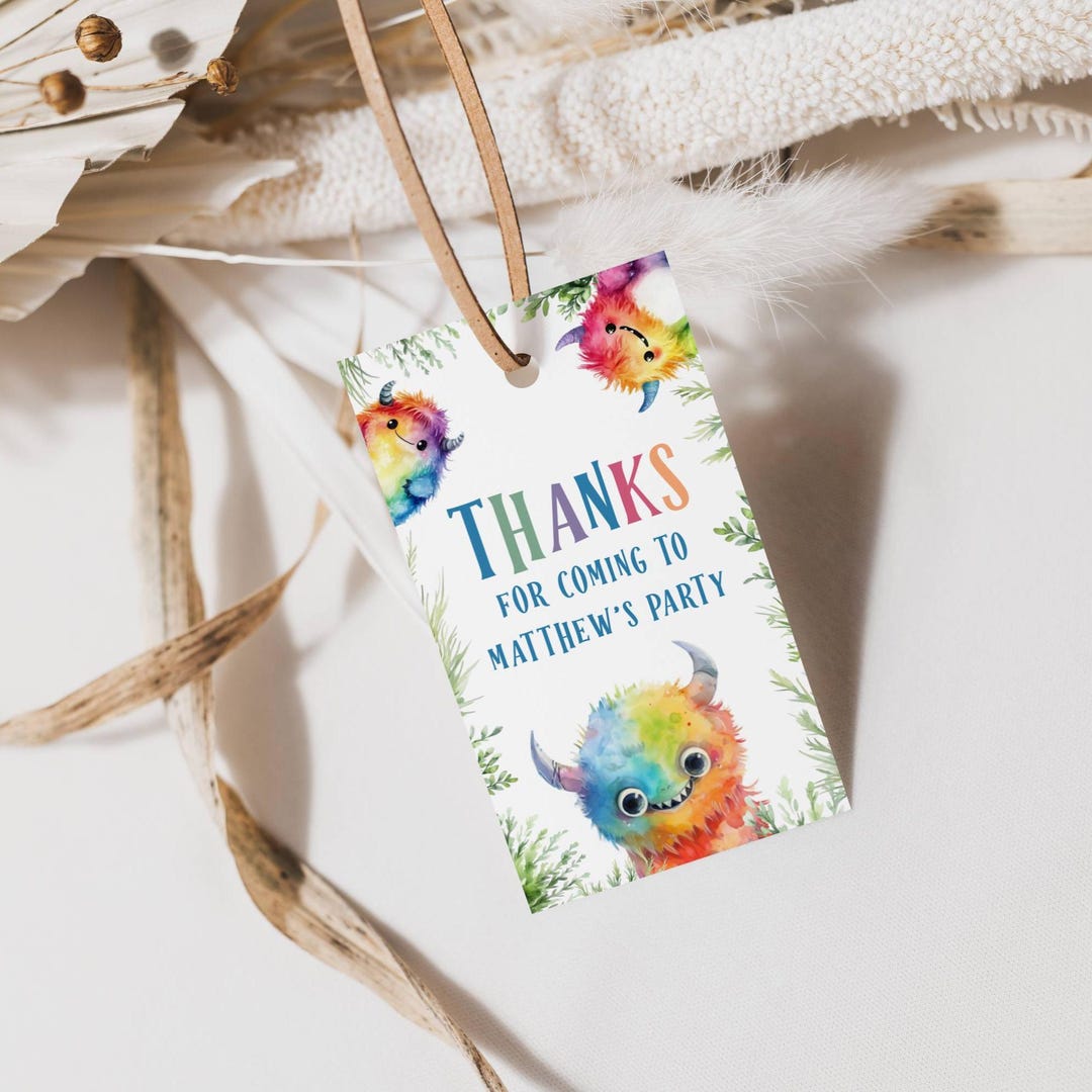 Monster Theme Favor Tags, Our Little Monster Gift Tag Template ...