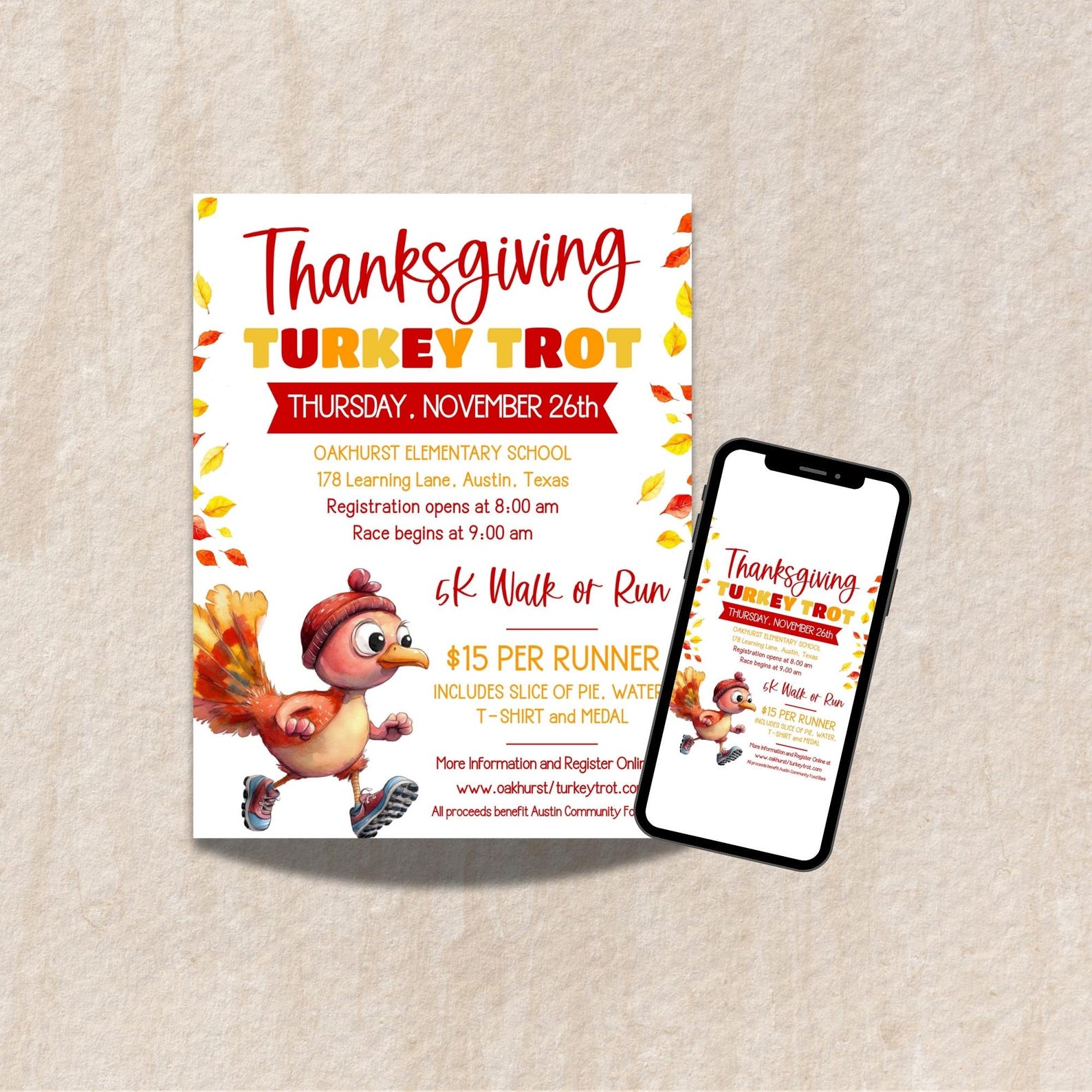 Turkey Trot Flyer, Thanksgiving Fun Run, Thanksgiving 5K Run Walk ...