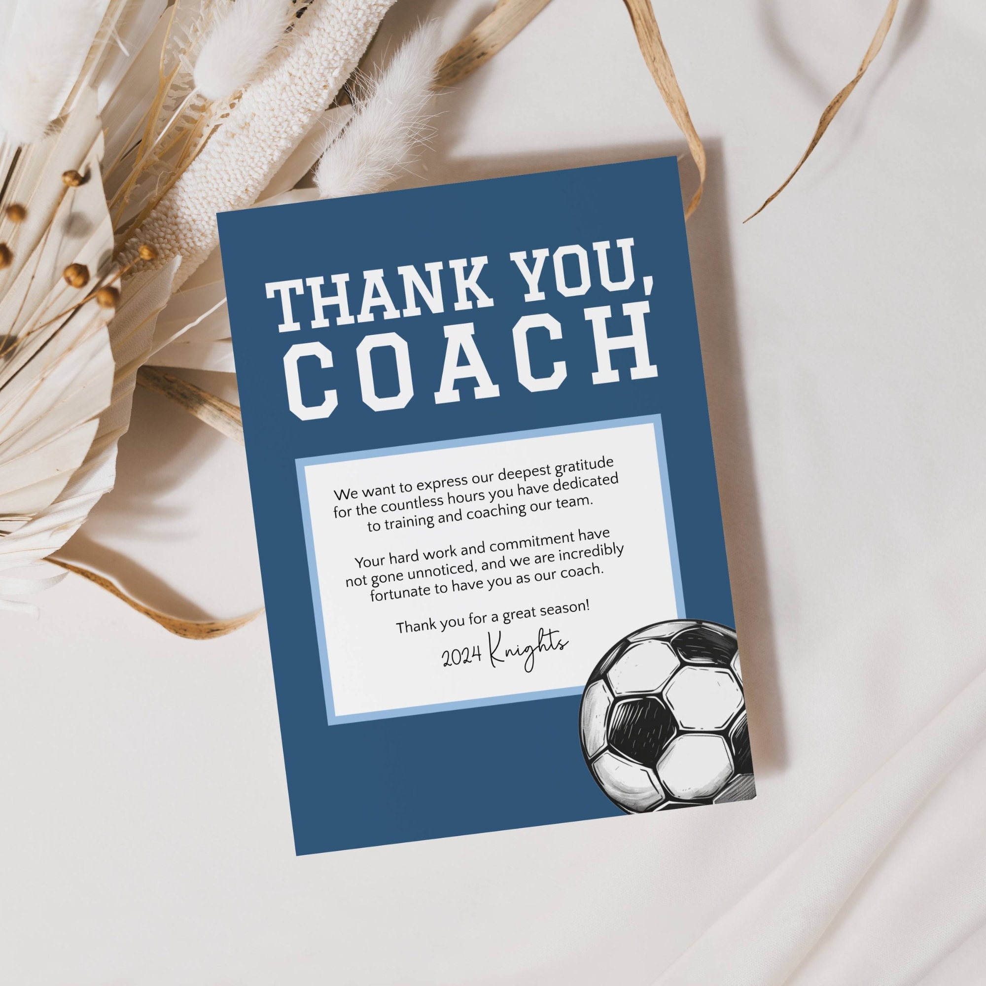 Soccer Coach Thank You Card Template, Thank You Coach Card Editable ...