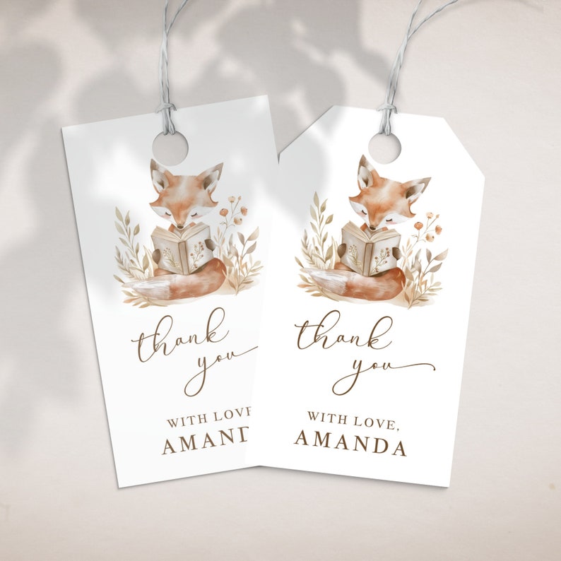 Editable Gift Tag Template, Woodland Thank You Tags, Baby Shower Gift ...