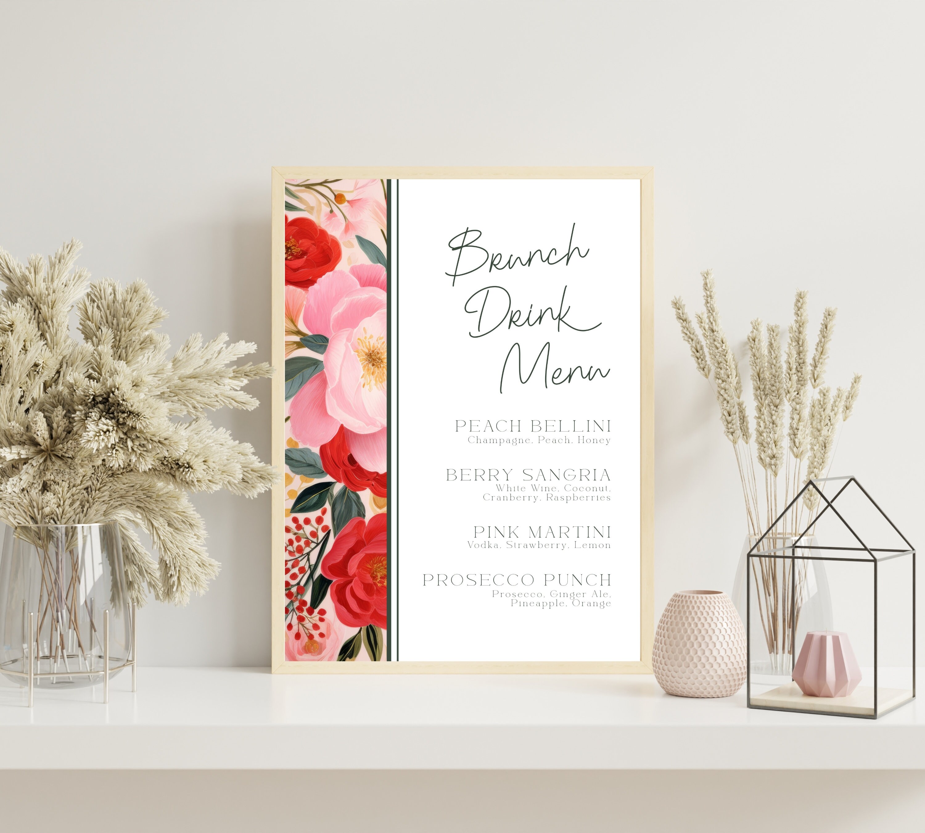 Custom Drink Menu, Printable Bar Menu Template, Editable Bridal Shower ...