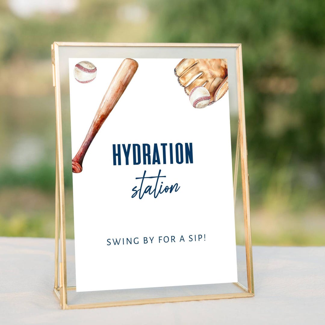 Baseball Party Hydration Station, Water Station Sign, Baseball Drinks ...