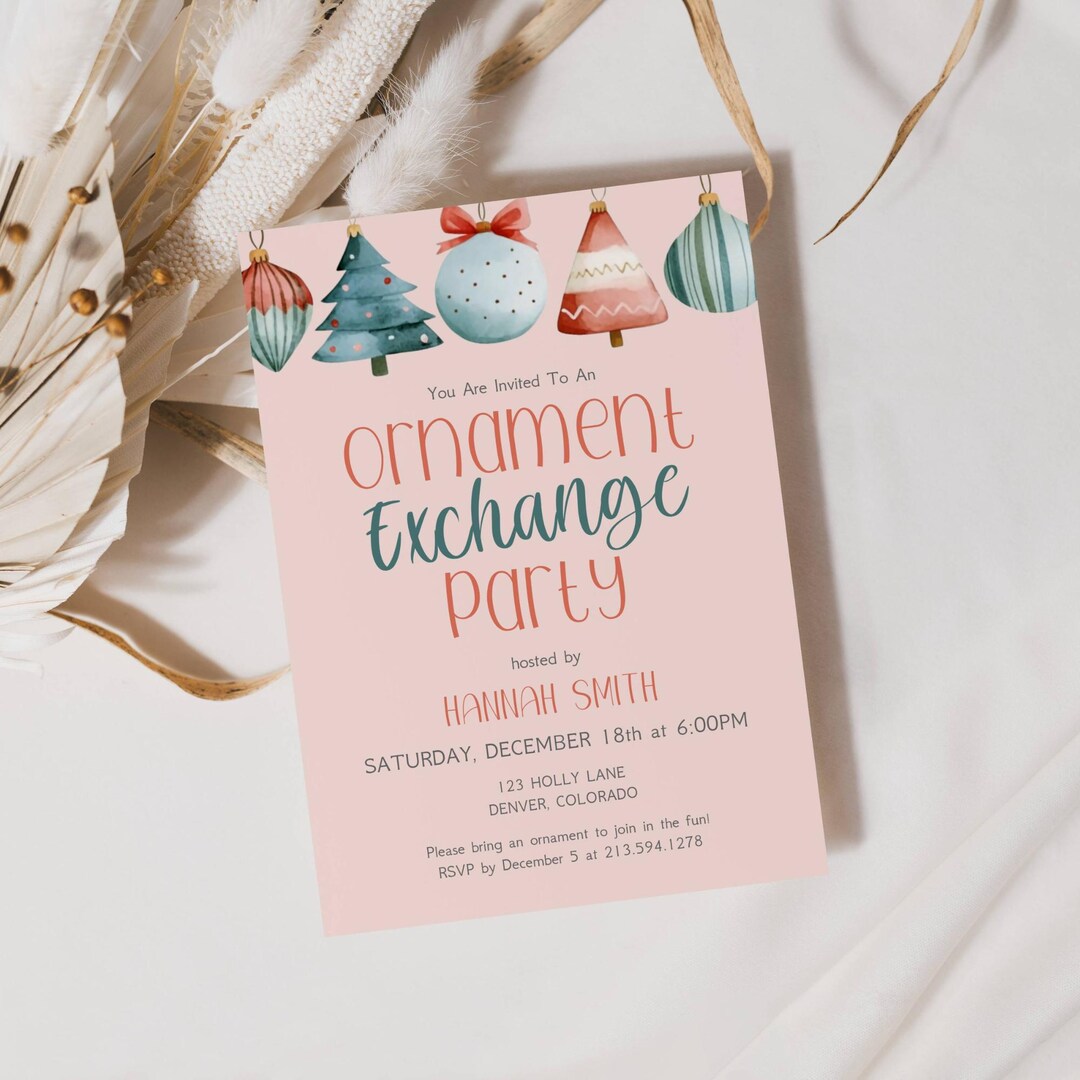 Ornament Exchange Party, Christmas Ornament Swap Invite, Ornament Party ...