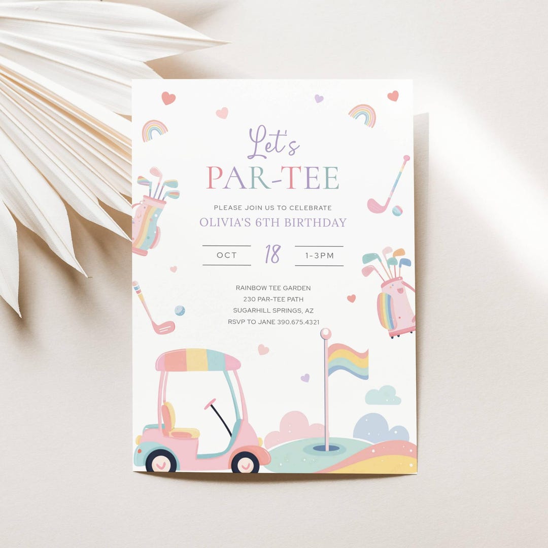 Let’s Par-tee Pink Golf Kids Party, Pink Golf Theme Birthday Party ...