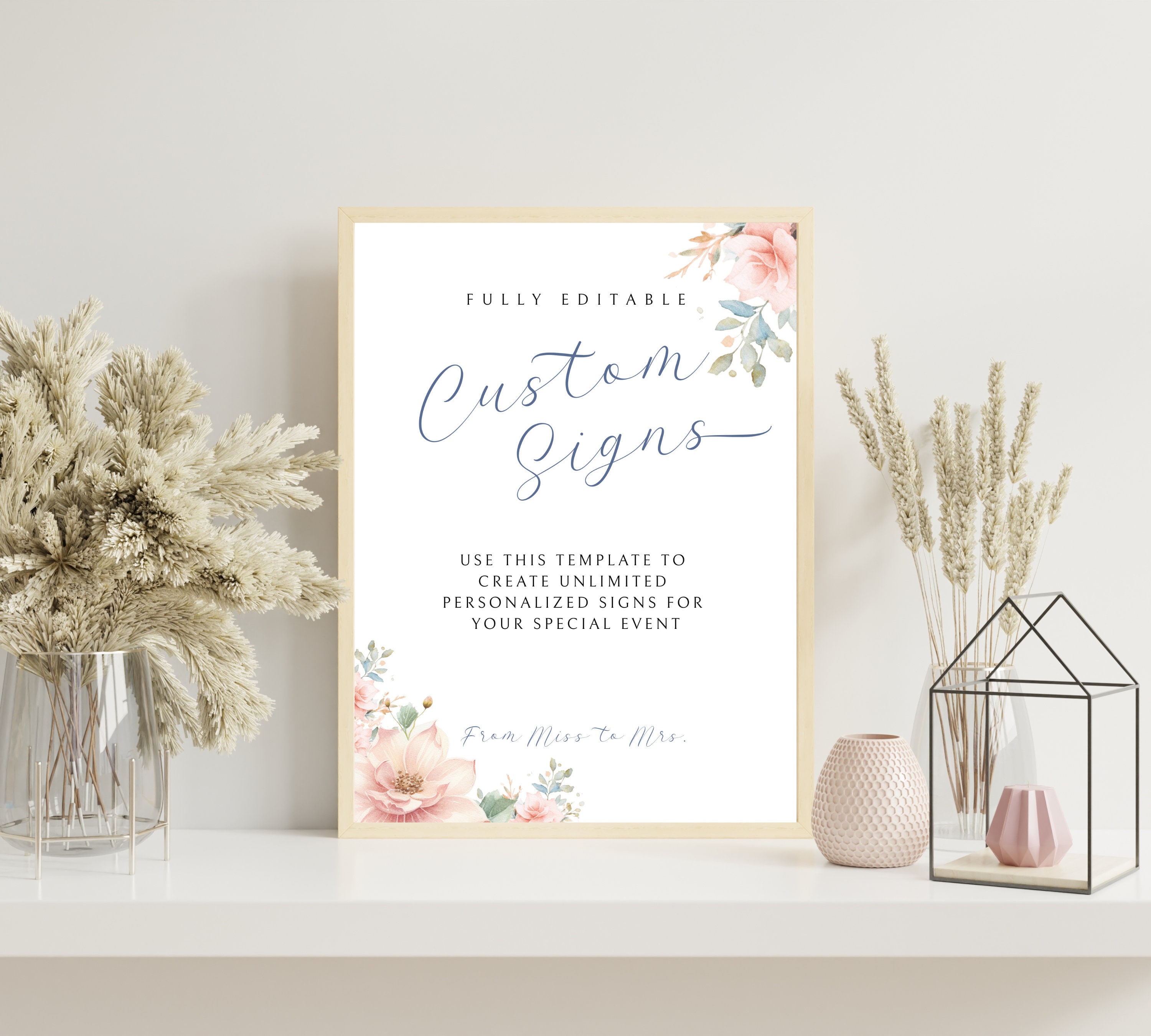 Custom Sign Template, Bridal Shower Sign, Instant Download, Shower ...