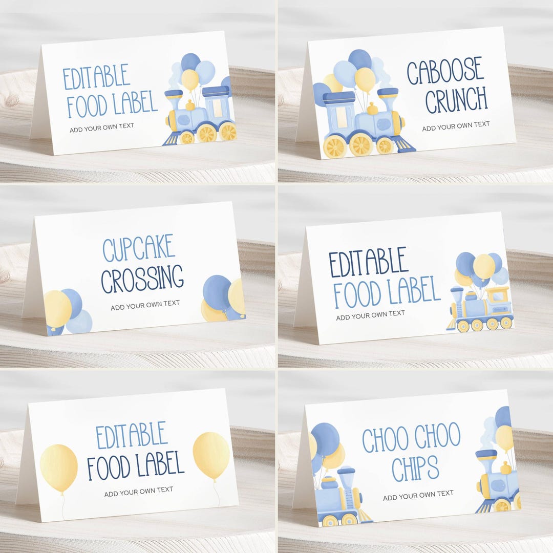 Train Birthday Food Tent Label Template, Chugga Chugga Two Two Party ...