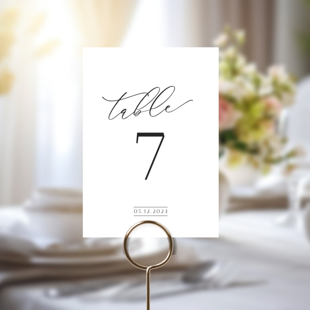 Table Number Sign Minimalist Template, Instant Download, Bridal Shower ...