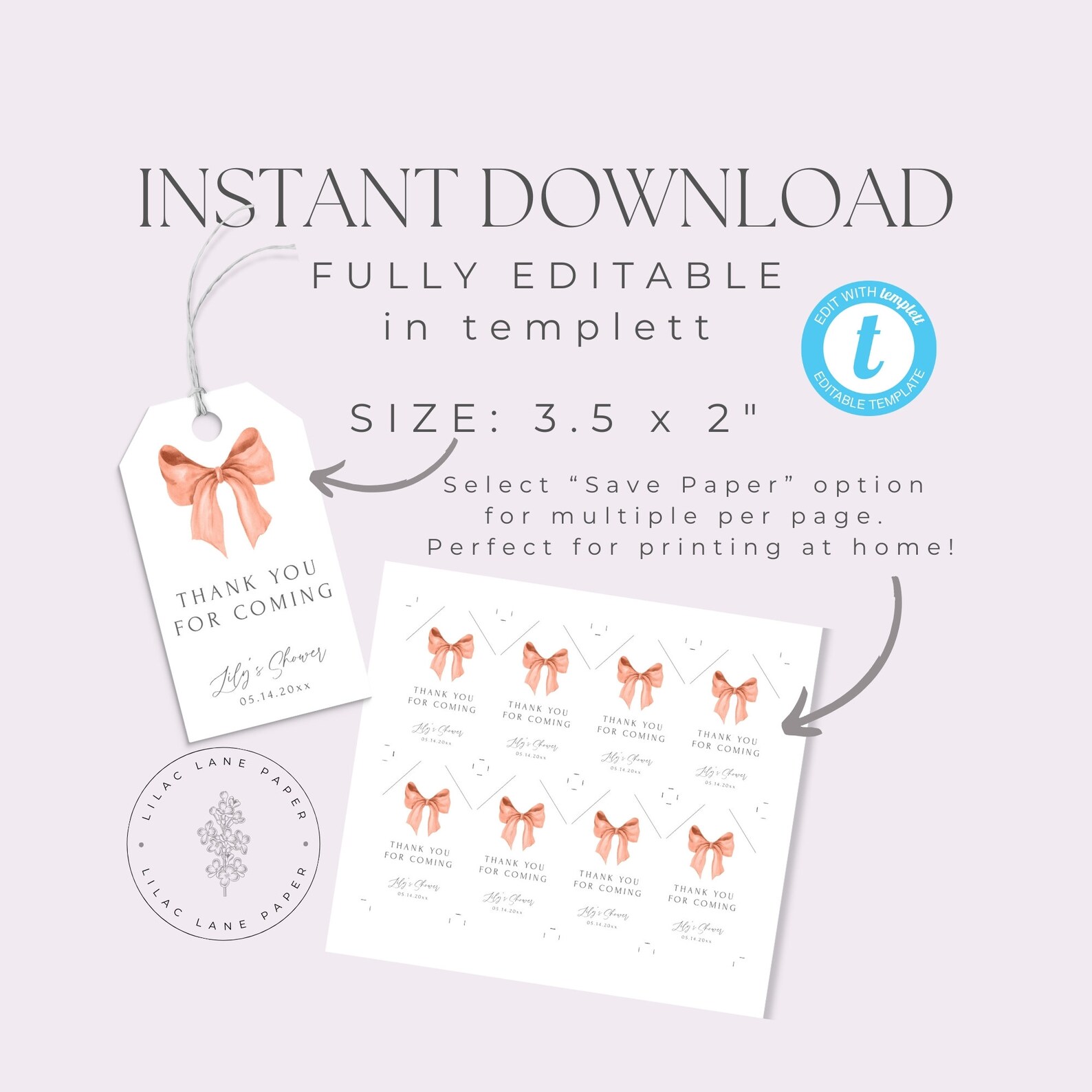 Bridal Shower Favor Tag, Tying the Knot Gift Tag Printable Editable ...