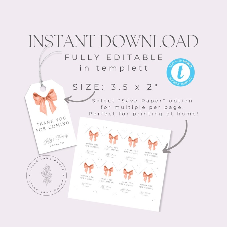 Bridal Shower Favor Tag, Tying the Knot Gift Tag Printable Editable ...