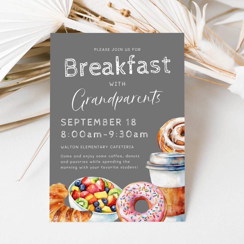 Grandparents Day Invitation, School Grandparents Day, Breakfast With ...