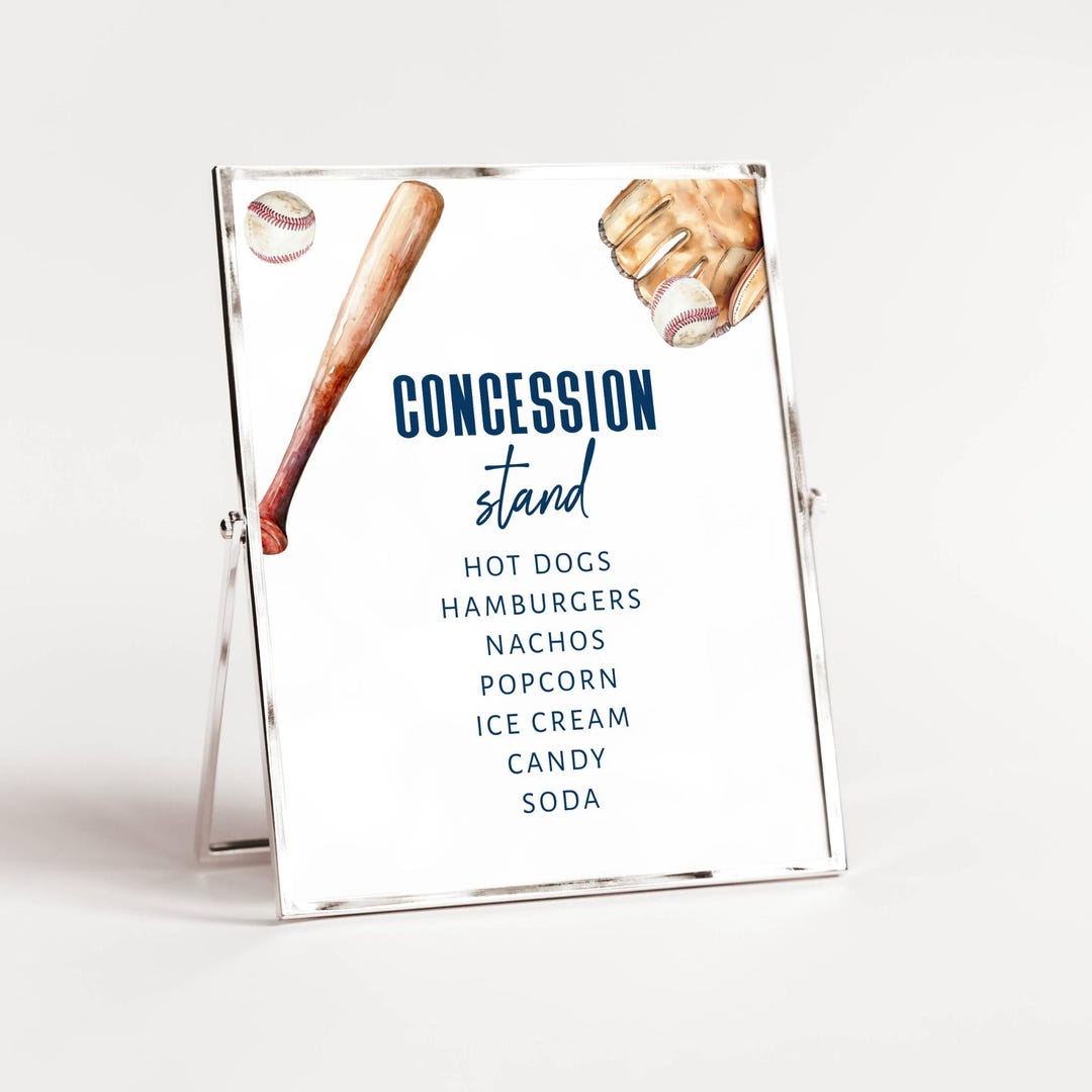Baseball Concession Stand Sign, Baseball Birthday Decor, Baseball Sign ...