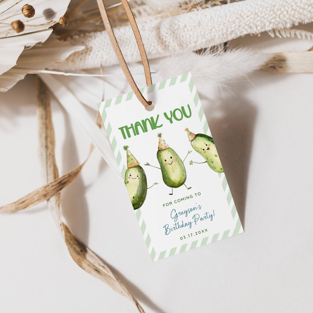 Pickle Party Favor Tag, Printable Pickle Thank You Tag, Pickle Themed ...