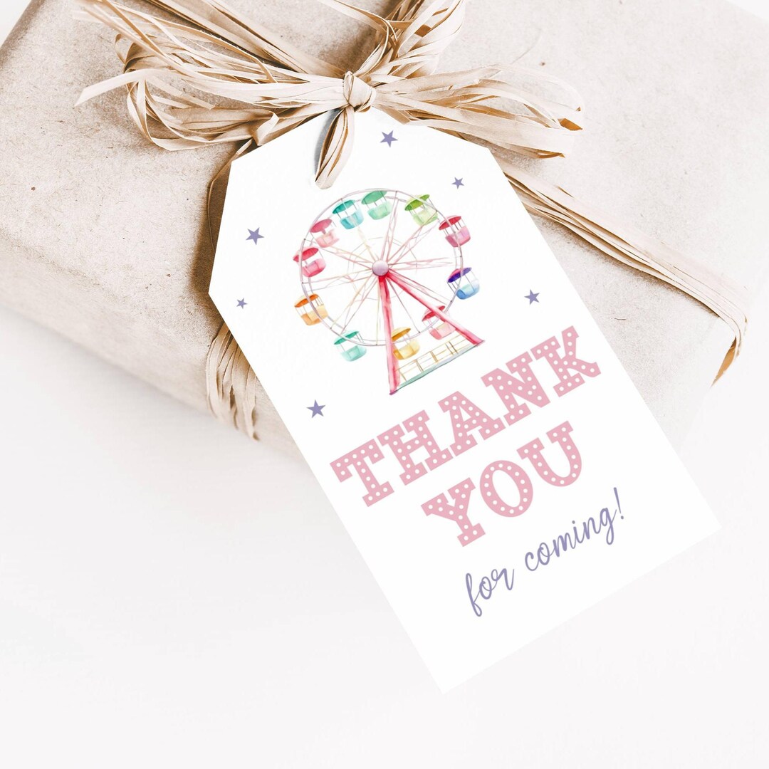 Pastel Carnival Favor Tags, Carnival Birthday Gift Tag, Carnival Theme ...