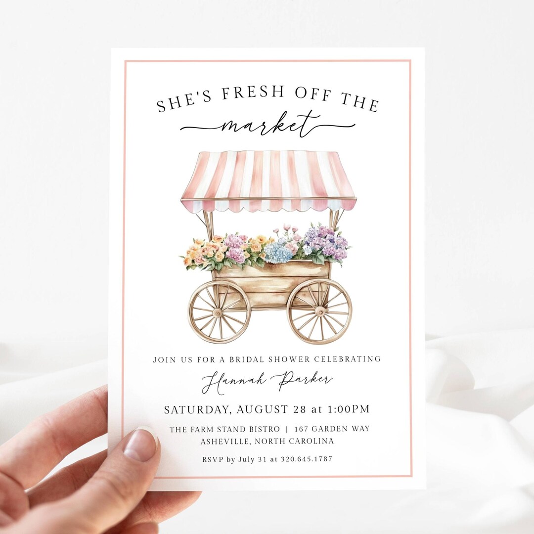 Off the Market Bridal Shower Invitation Template, Farmers Market Invite ...