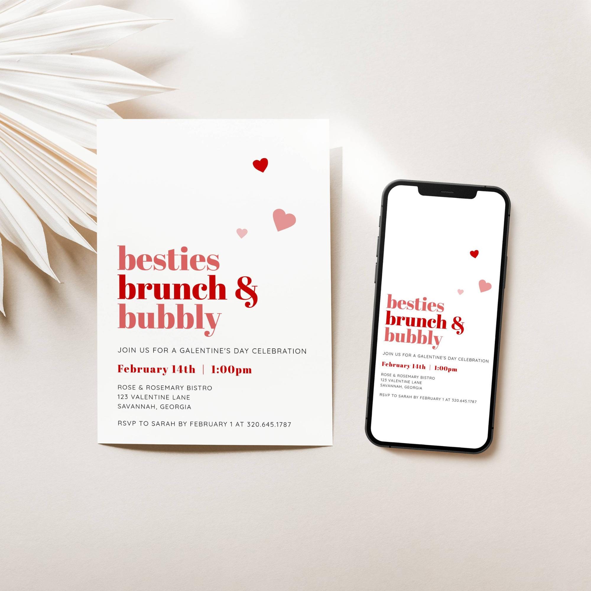 Galentine's Day Brunch Invite Template, Valentine's Day Brunch Editable ...