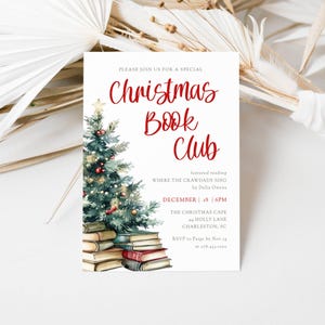 Christmas Book Club Invite Template, Book Club Christmas Digital ...