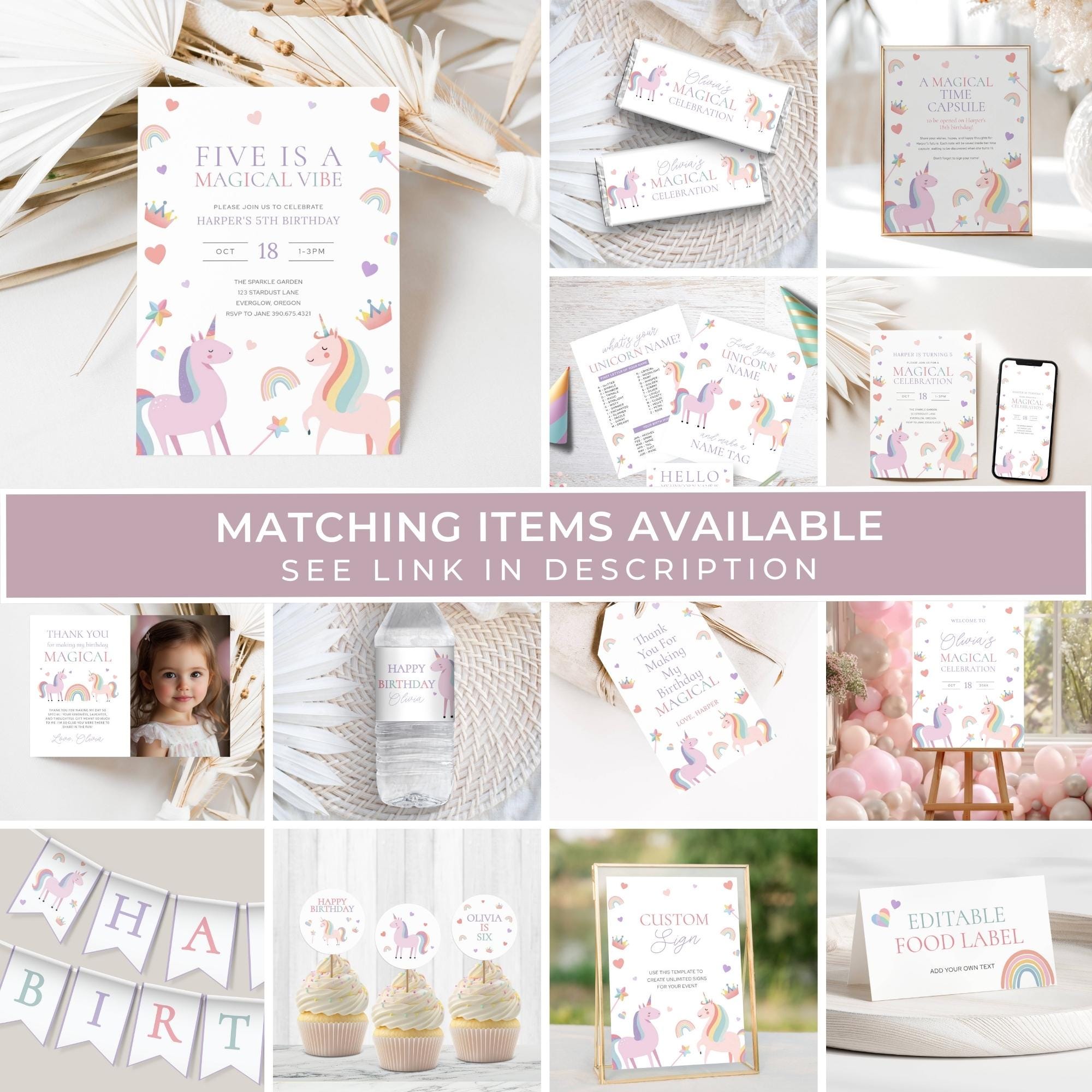 Unicorn Food Labels: Editable Pastel Rainbow Party Tent Cards, Magical ...