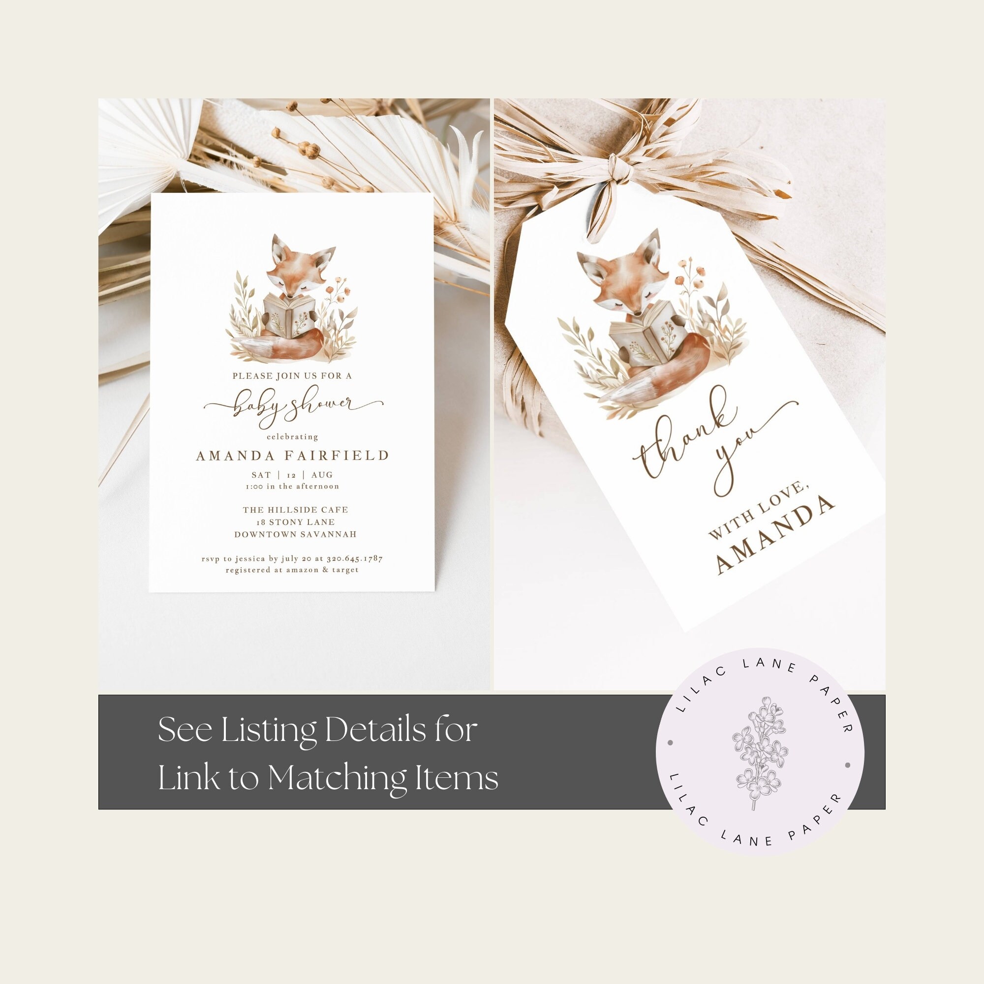 Editable Gift Tag Template, Woodland Thank You Tags, Baby Shower Gift ...