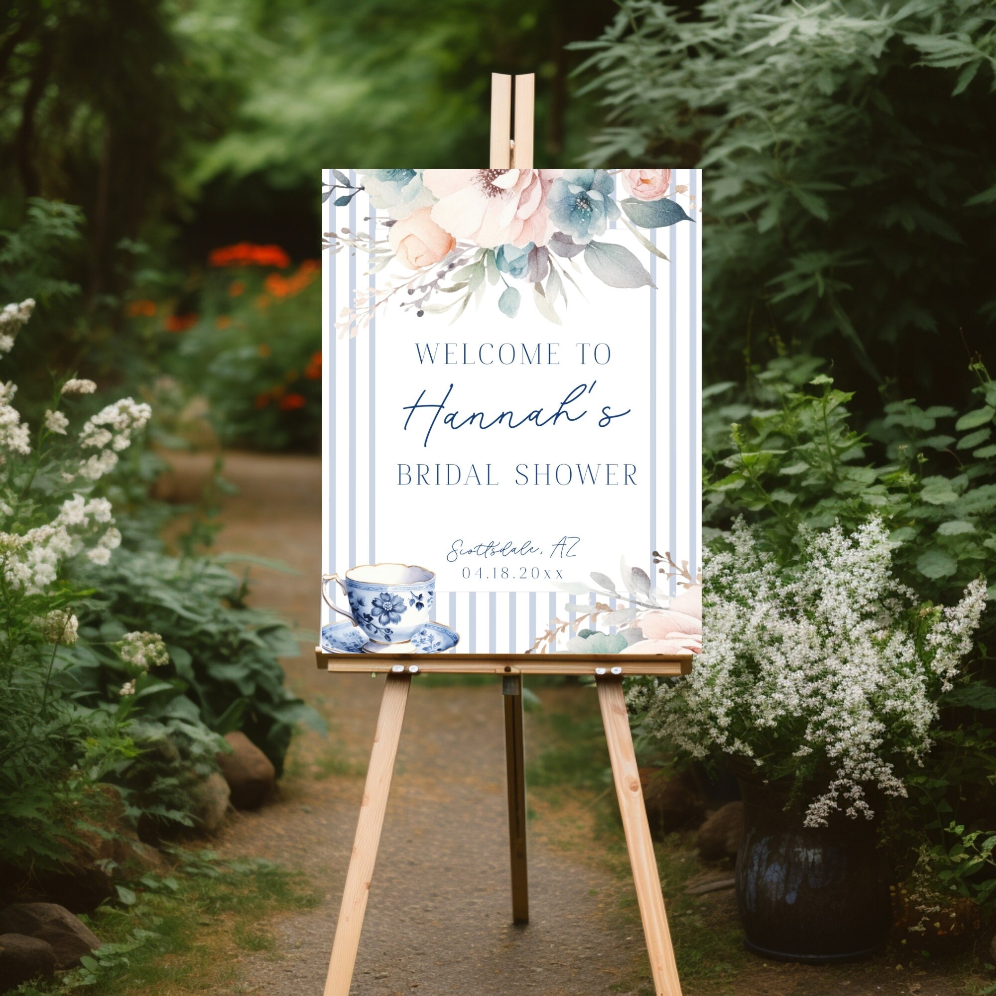 Tea Party Welcome Sign Template, Welcome Sign Bridal Tea Editable ...