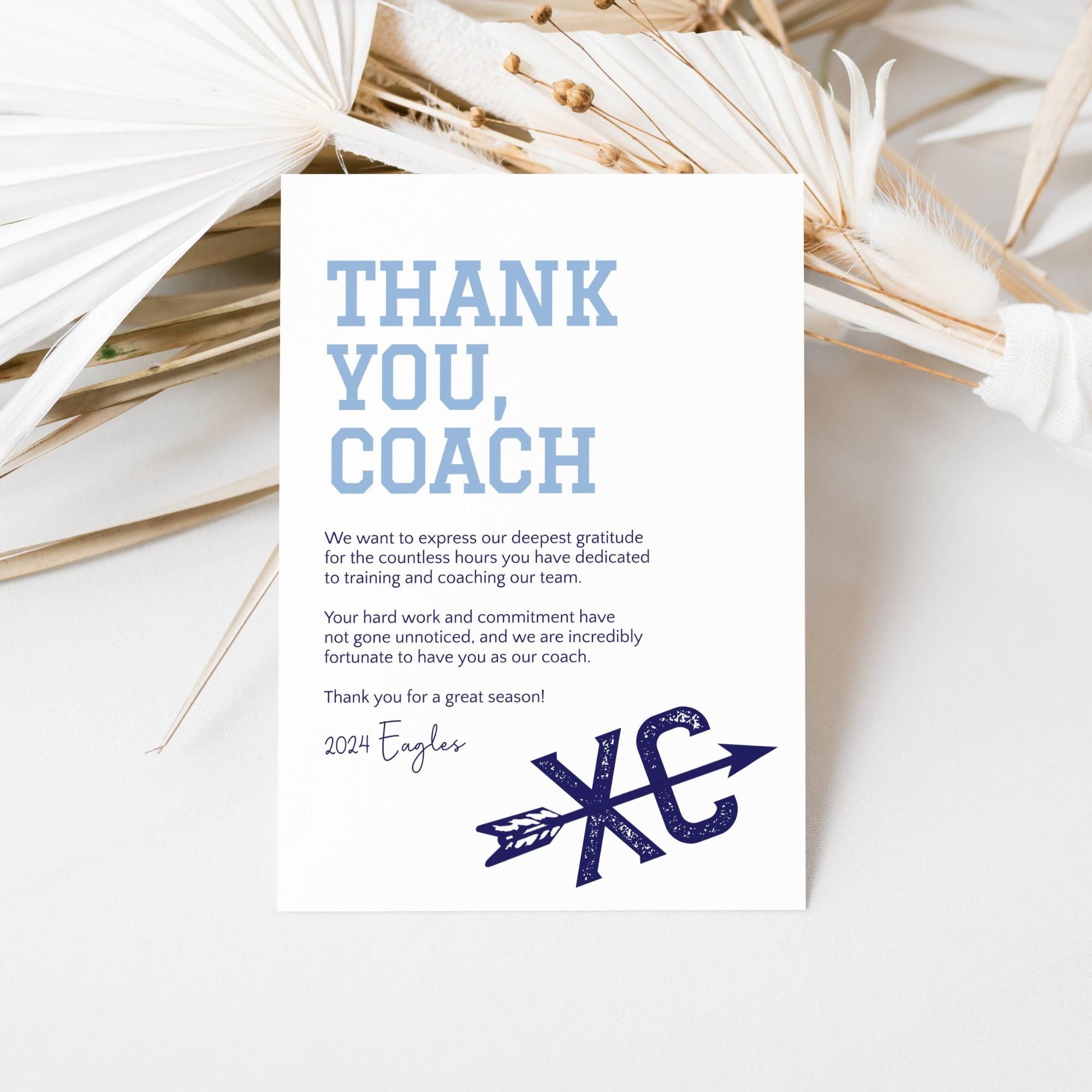 Coach Thank You Card Template, Cross Country Coach Thank You, XC Thank ...