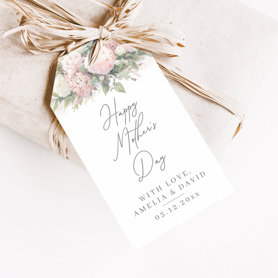 Mother's Day Gift Tag Printable Template, Pastel Pink Floral Gift Tag ...