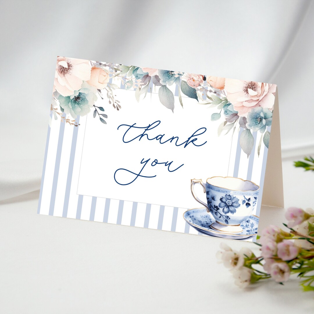 Tea With the Bride to Be Thank You Card, Tea Party Thank You Cards ...