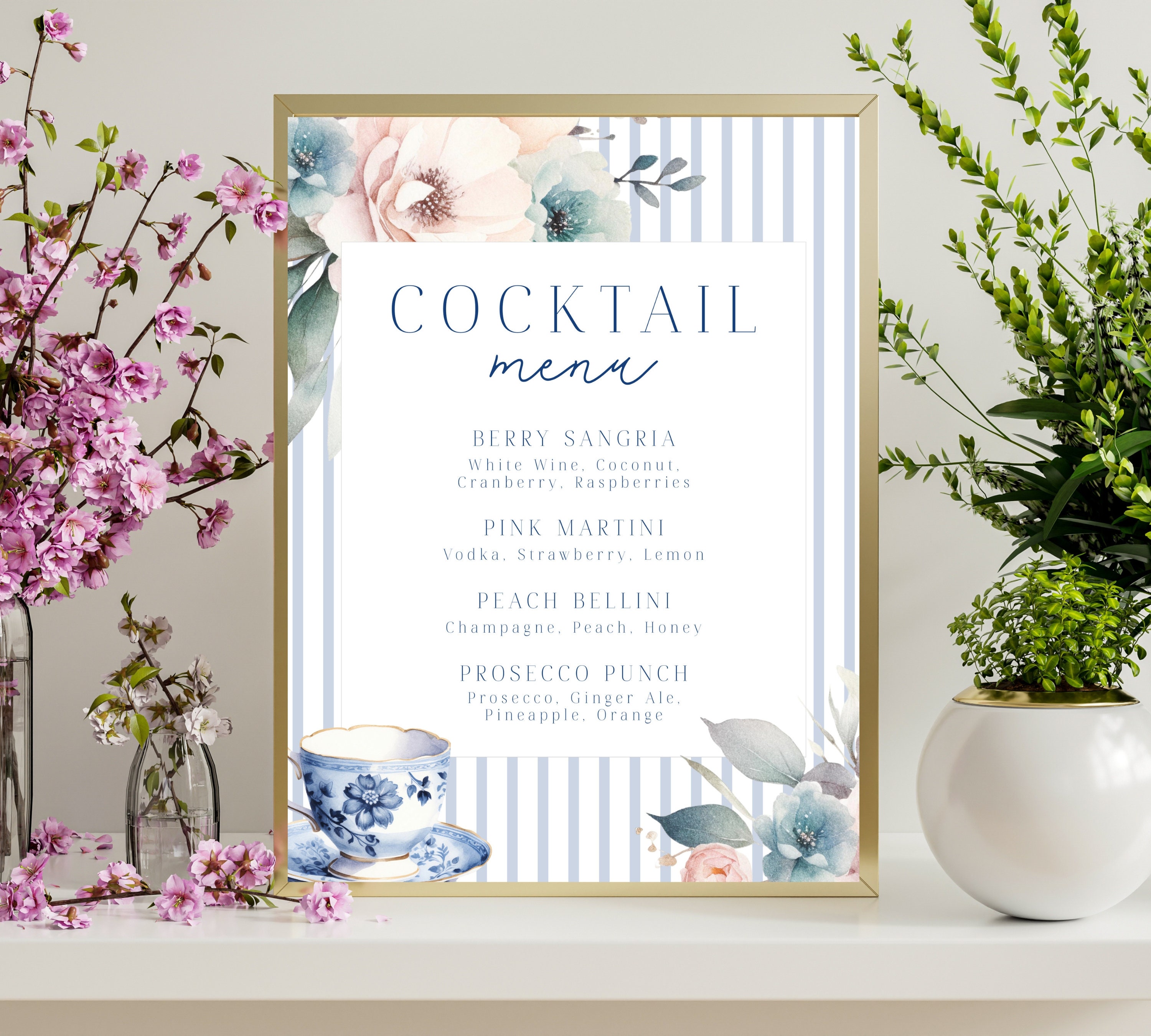 Bar Sign Printable, Cocktail Menu Sign, Tea With the Bride Sign, Tea ...