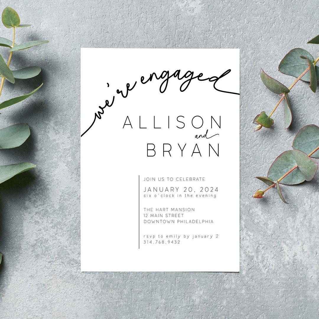 Engagement Party Invitation Digital, Minimalist Engagement Invite ...