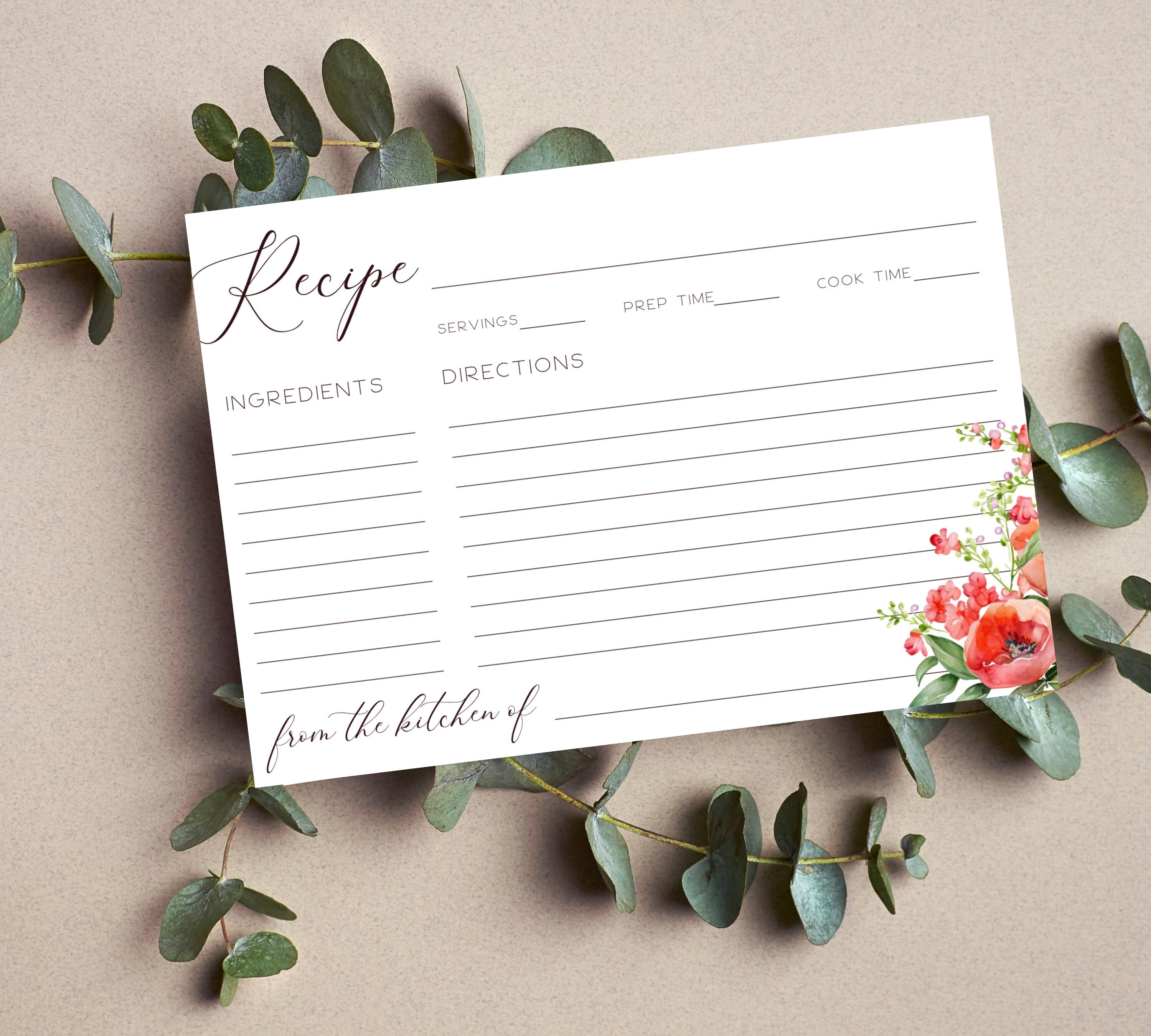 Bridal Shower Recipe for the Bride to Be Cards Printable, Bridal Shower ...