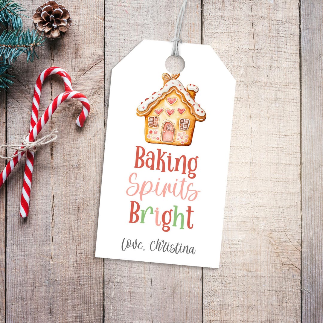 Baking Spirits Bright Printable Gift Tag, Christmas Cookie Gift Tag ...