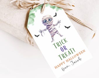 Halloween Gift Tag Cute Kids Classroom Trick or Treat Label Printable ...