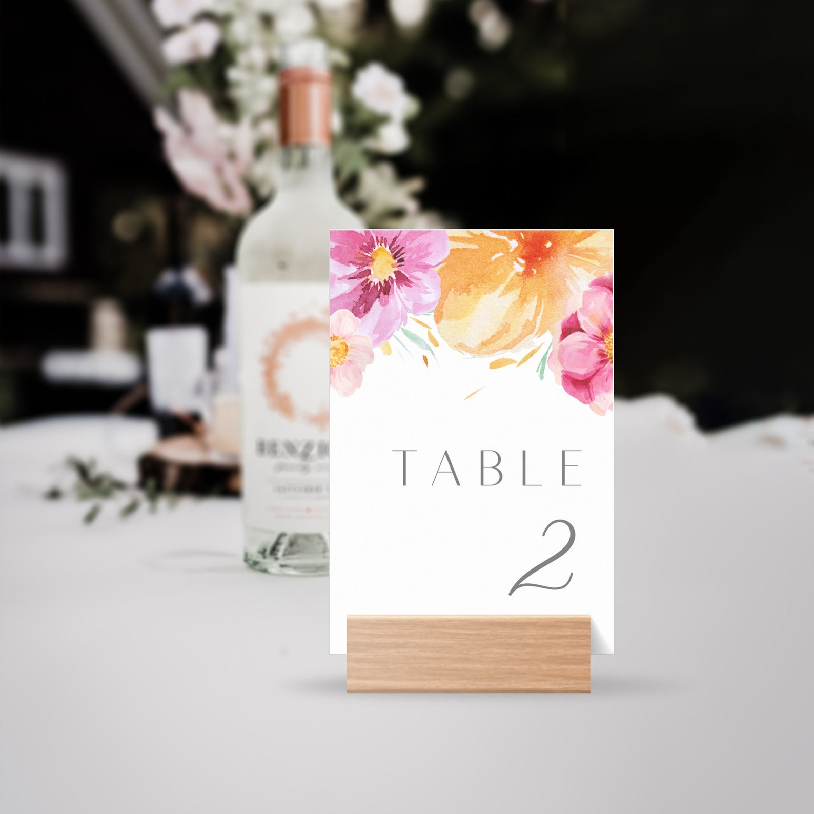Pink Floral Bridal Shower Table Number Template, Table Number Sign ...