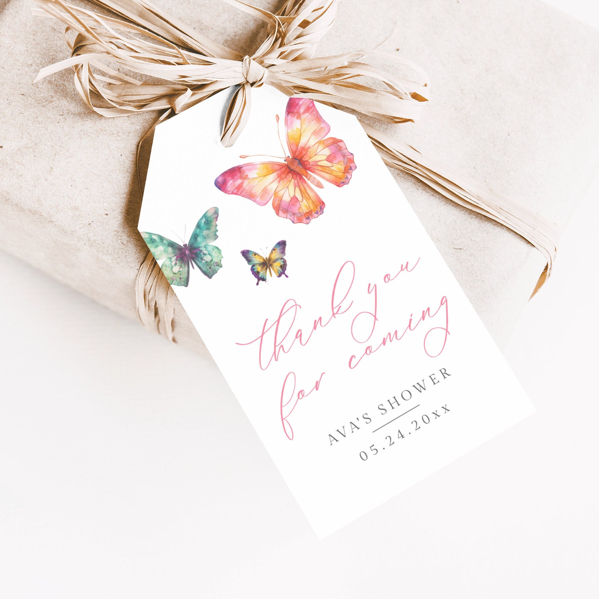 Butterfly Gift Tag Printable Editable, Lifetime of Butterflies Bridal ...