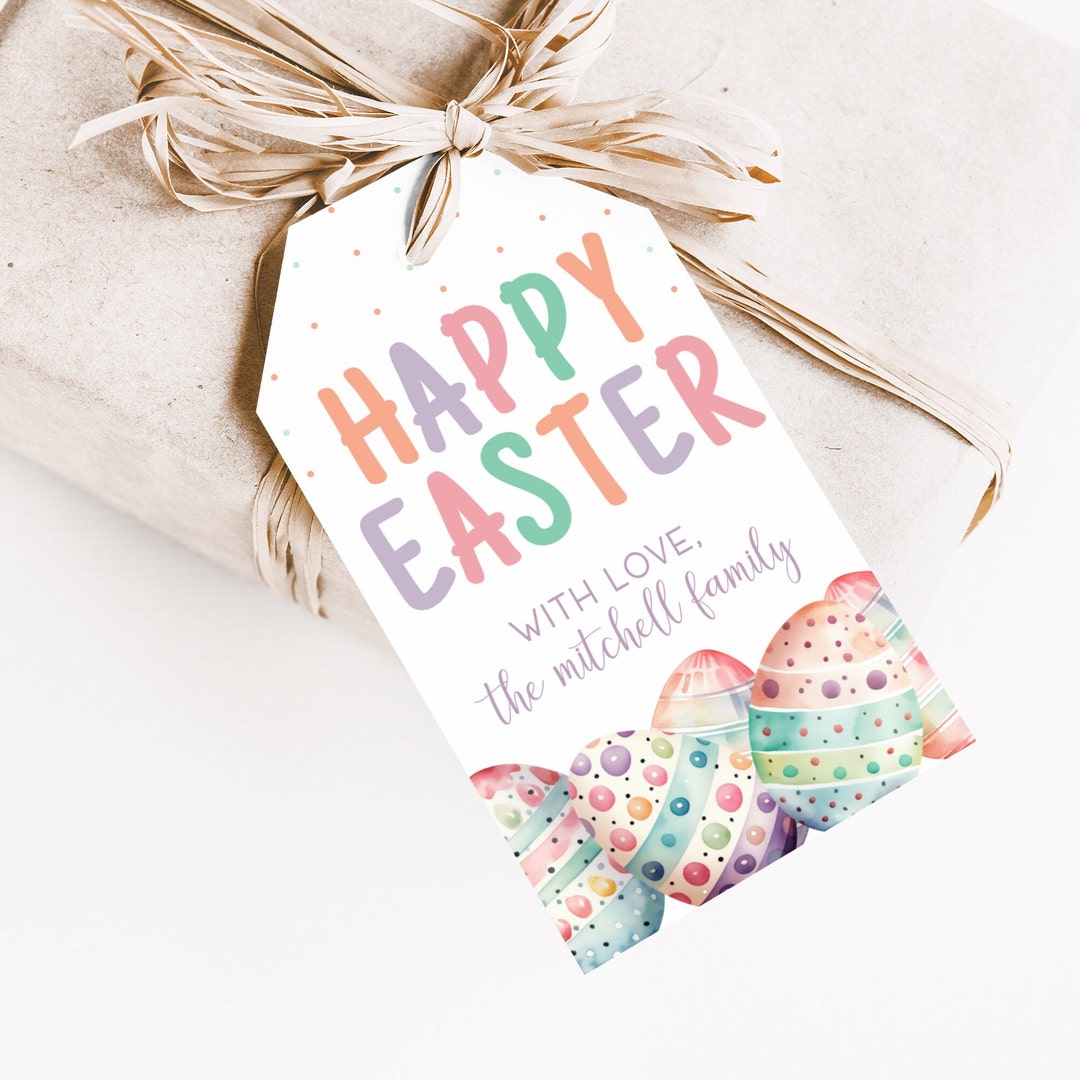 Easter Gift Tag Printable Editable, Happy Easter Tag Instant Download ...