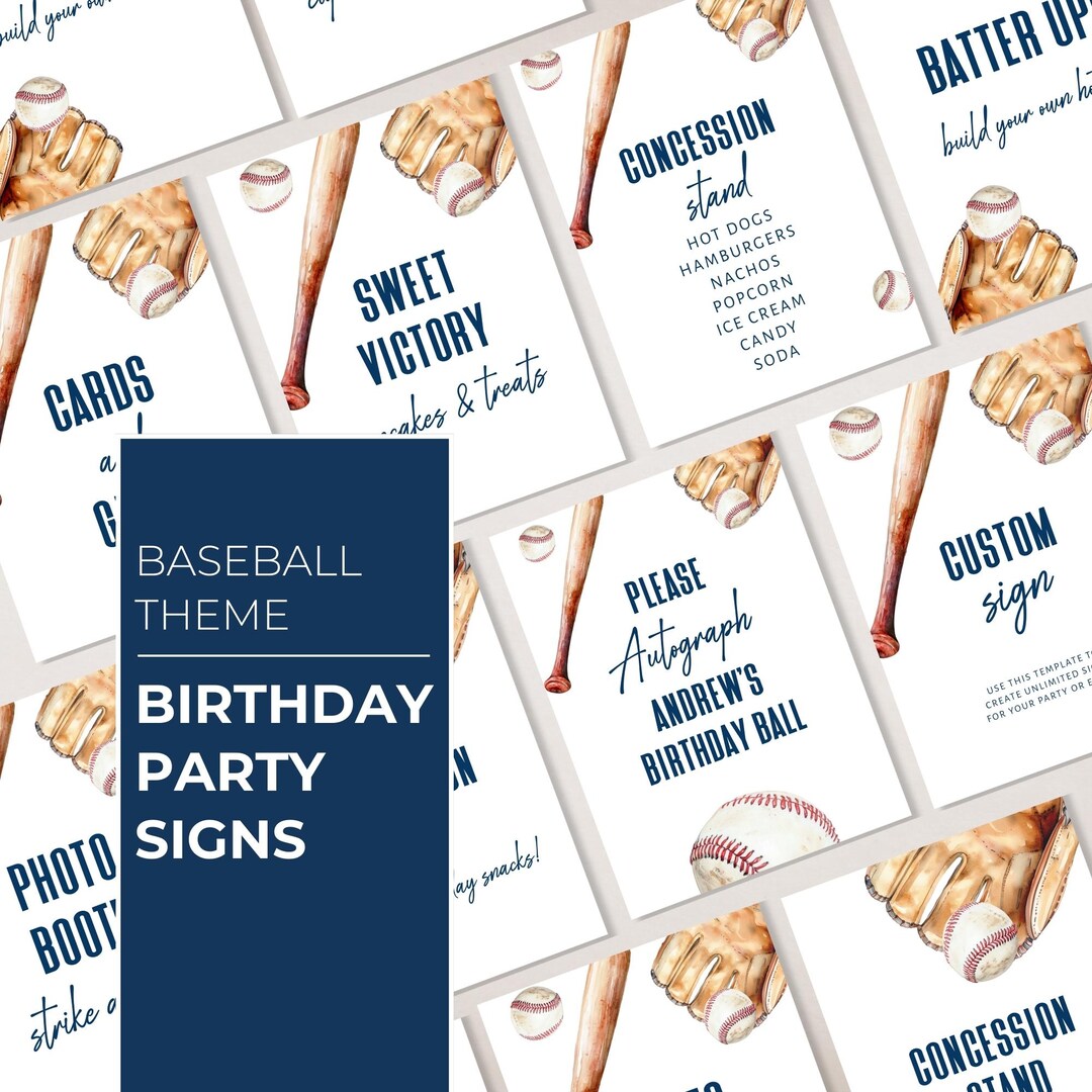 Baseball Birthday Signs, Baseball Birthday Party Decorations, Sports ...