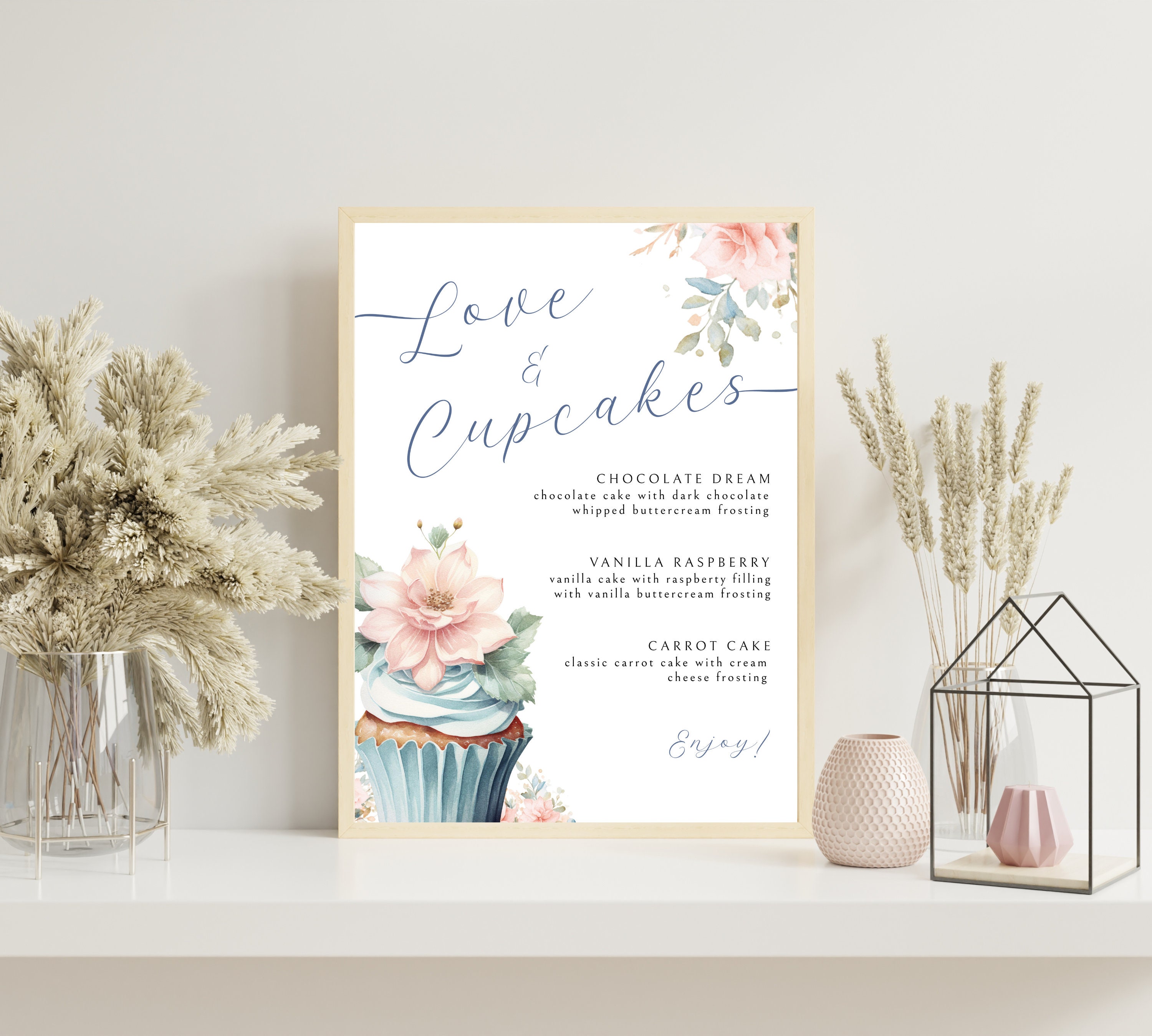 Cupcake Bar Sign, Cupcake Menu Template, Instant Download, Bridal ...