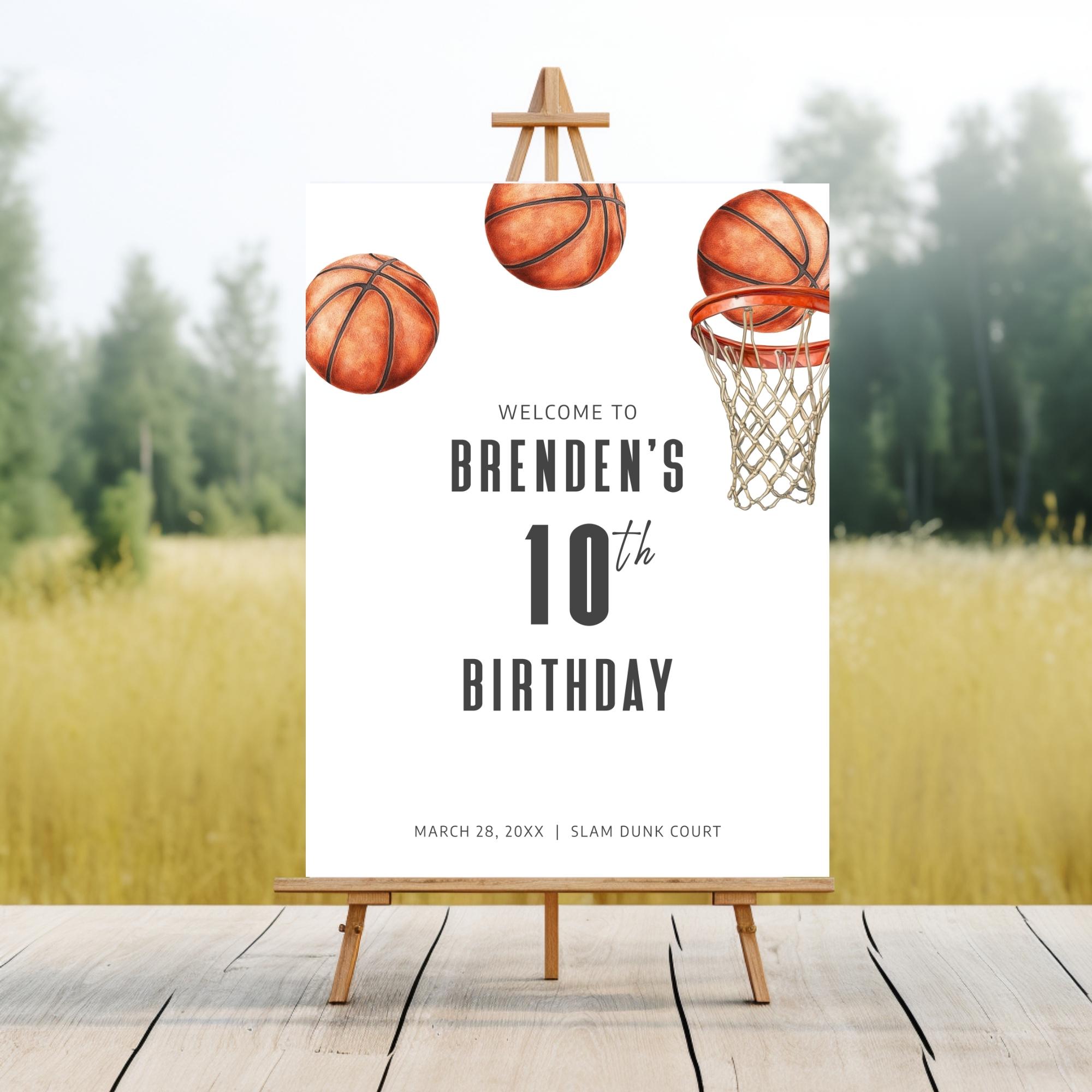 Basketball Birthday Welcome Sign Editable, Sports Themed Party Welcome ...