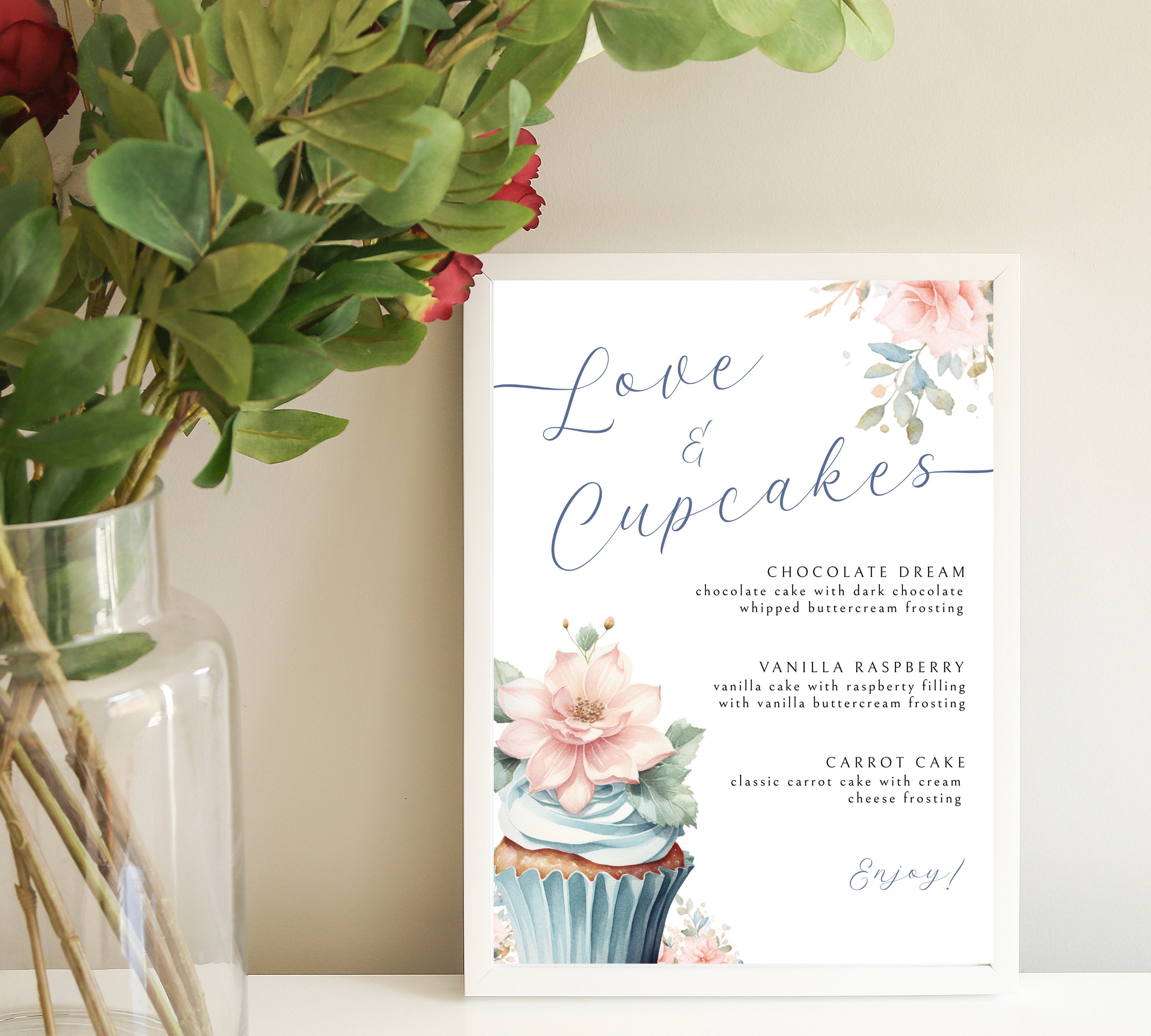 Cupcake Bar Sign, Cupcake Menu Template, Instant Download, Bridal ...