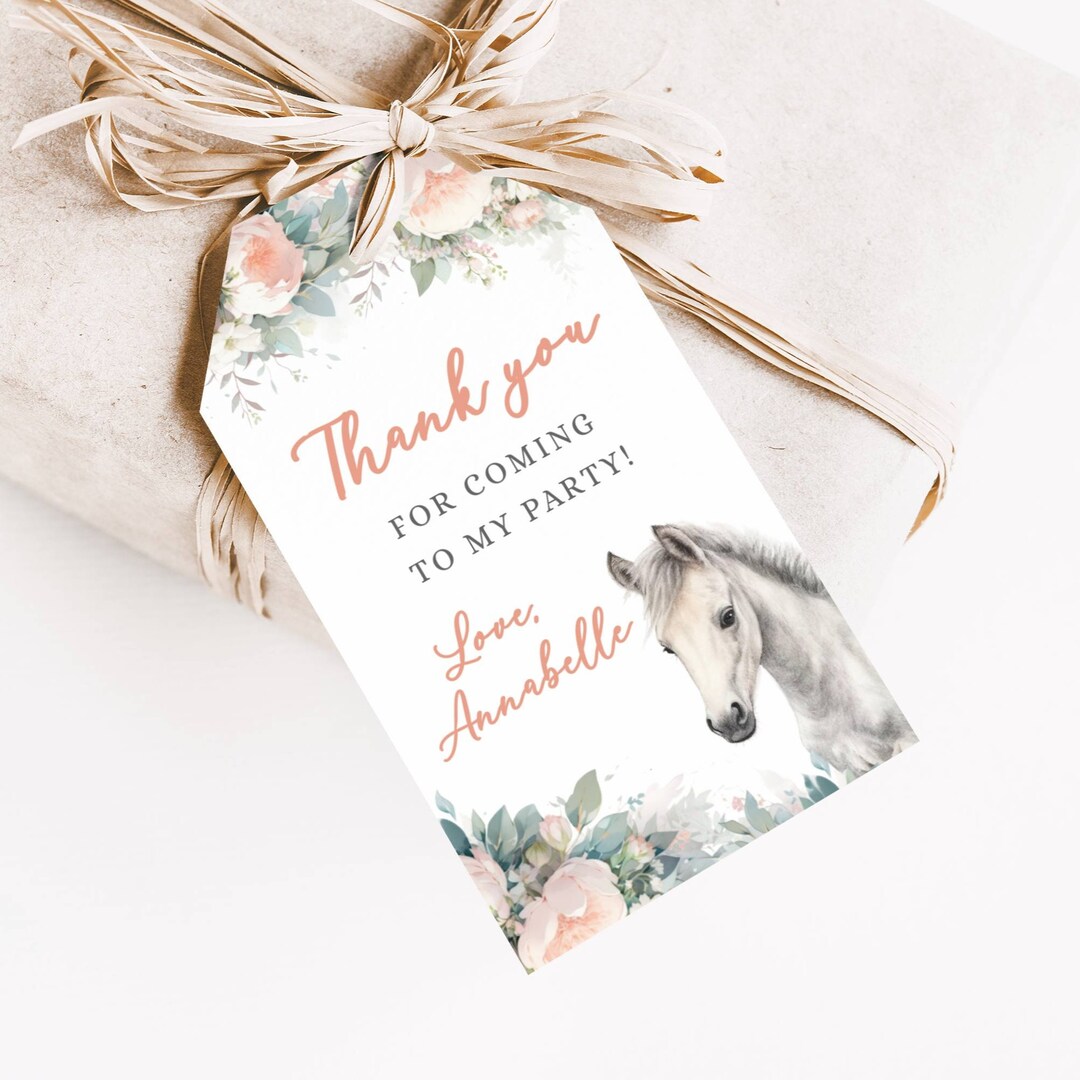 Horse Birthday Party Favor Tag, Editable Horse Favor Tags Printable ...