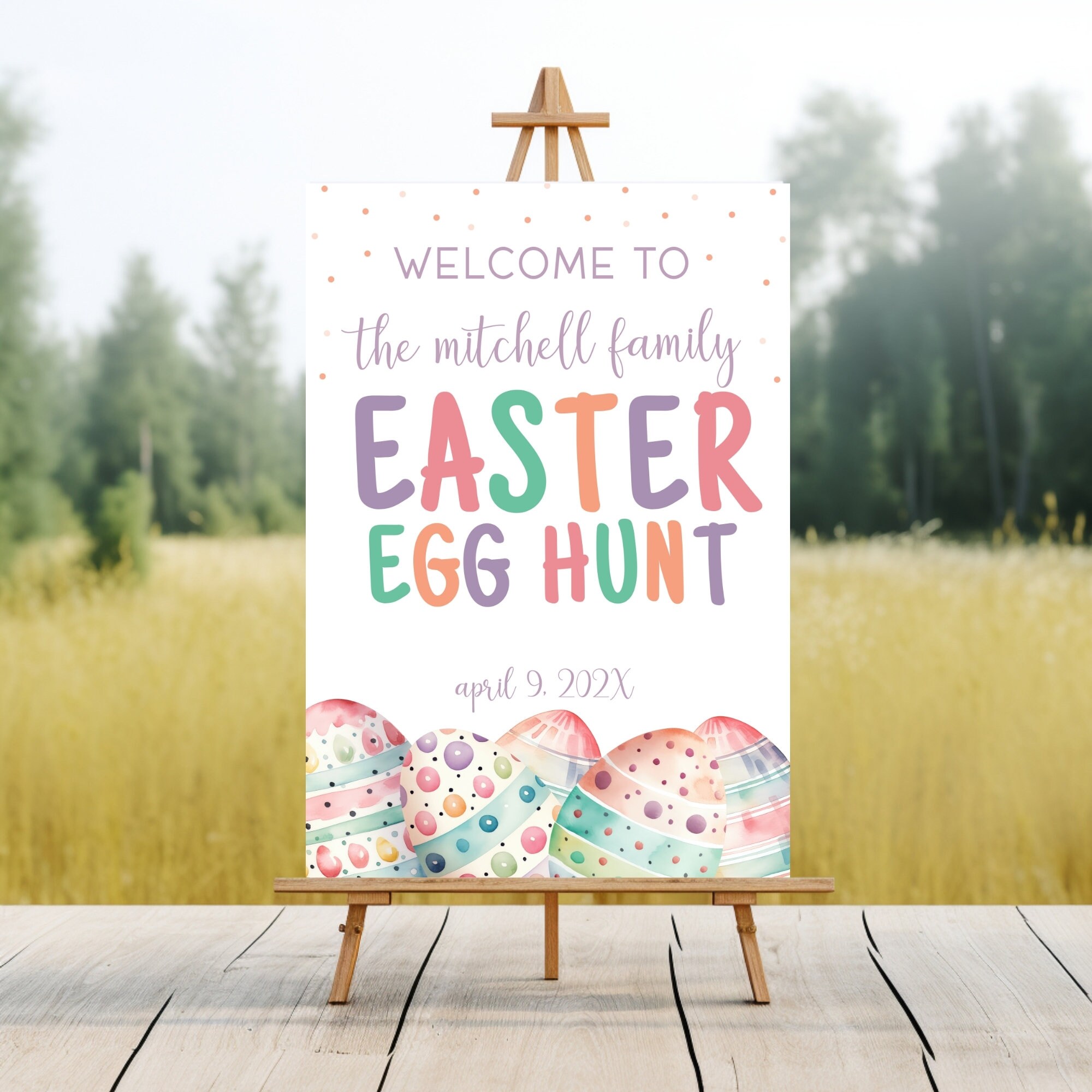 Easter Egg Hunt Welcome Sign, Easter Party Welcome Sign Template, Egg ...