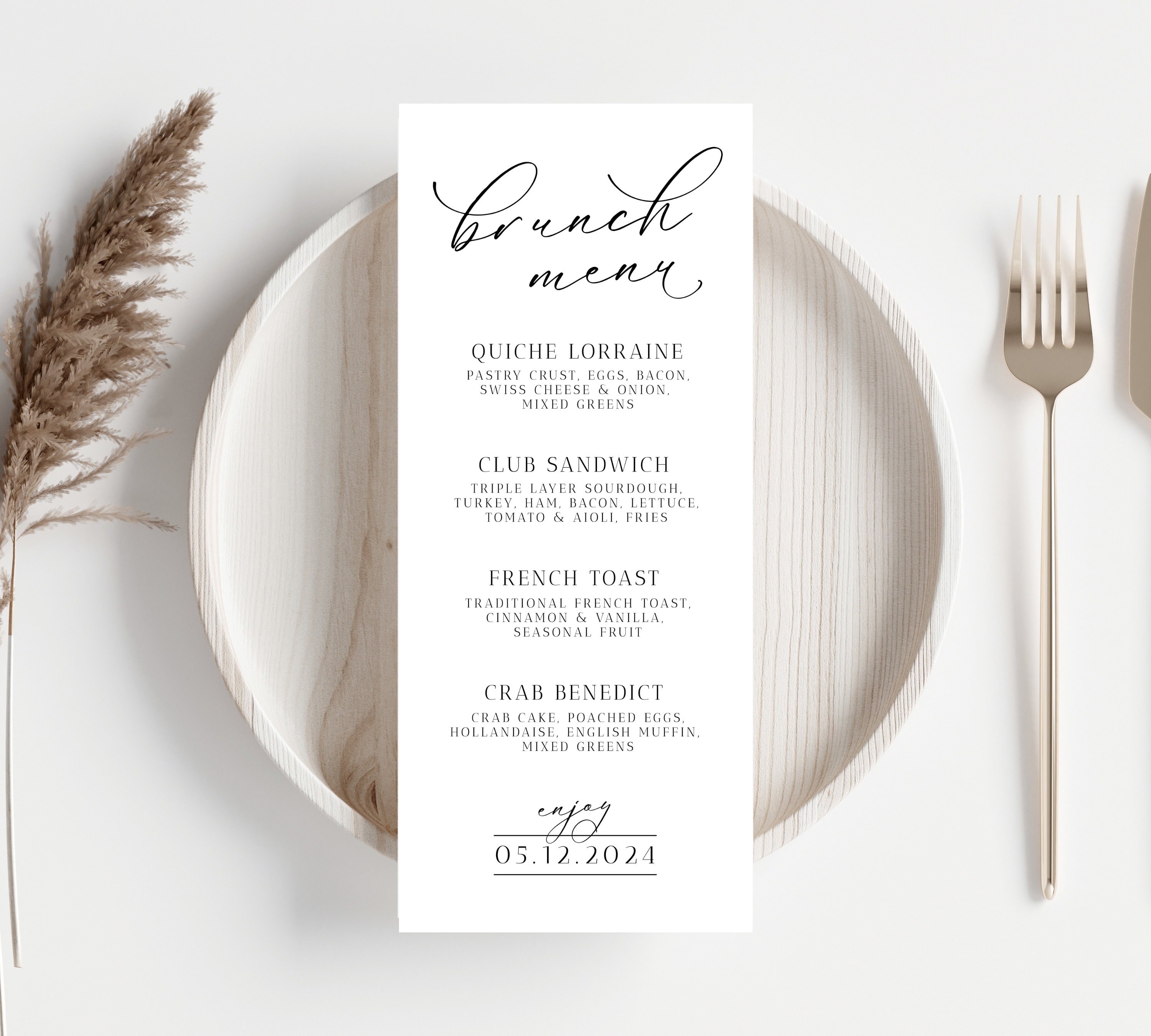 Editable Menu, Minimalist Brunch Menu Template, Instant Download ...