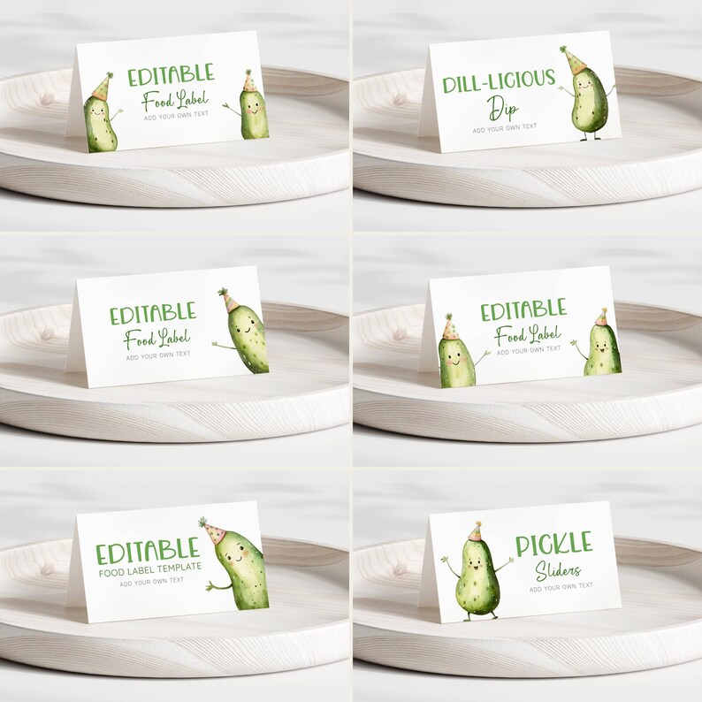 Pickle Birthday Food Label Template, Editable Food Tent Card, Dill ...