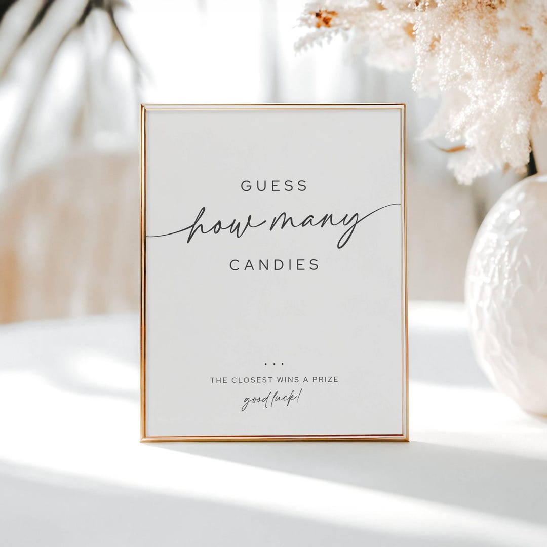Guess How Many Candies Sign Minimal, Bridal Shower Candy Jar Guessing ...