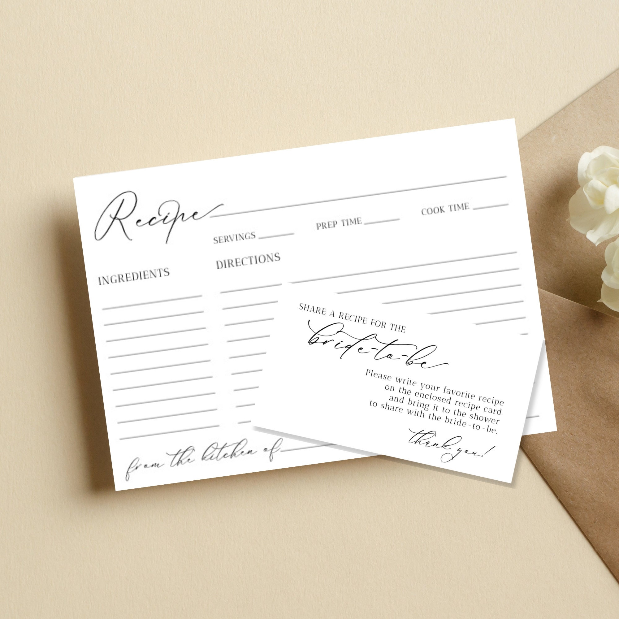 Recipe Card Template, Recipe for the Bride to Be Cards Printable ...